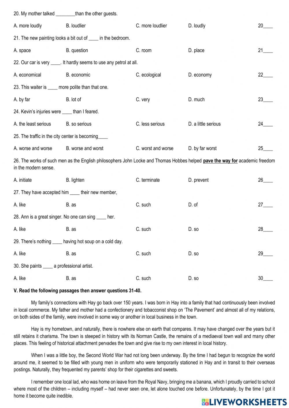 Further Practice activity | Live Worksheets