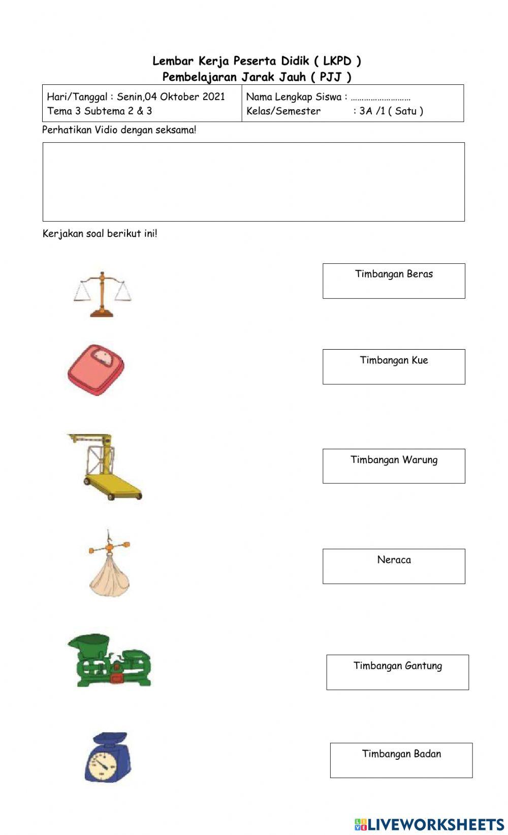 LKPD Satuan Berat worksheet | Live Worksheets