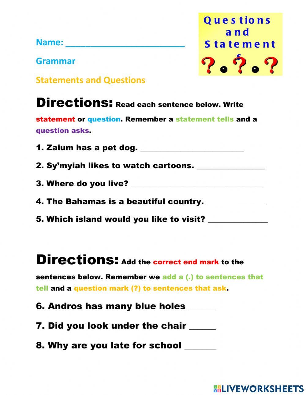 Statements and Questions 1478108 | Jesika Smith | Live