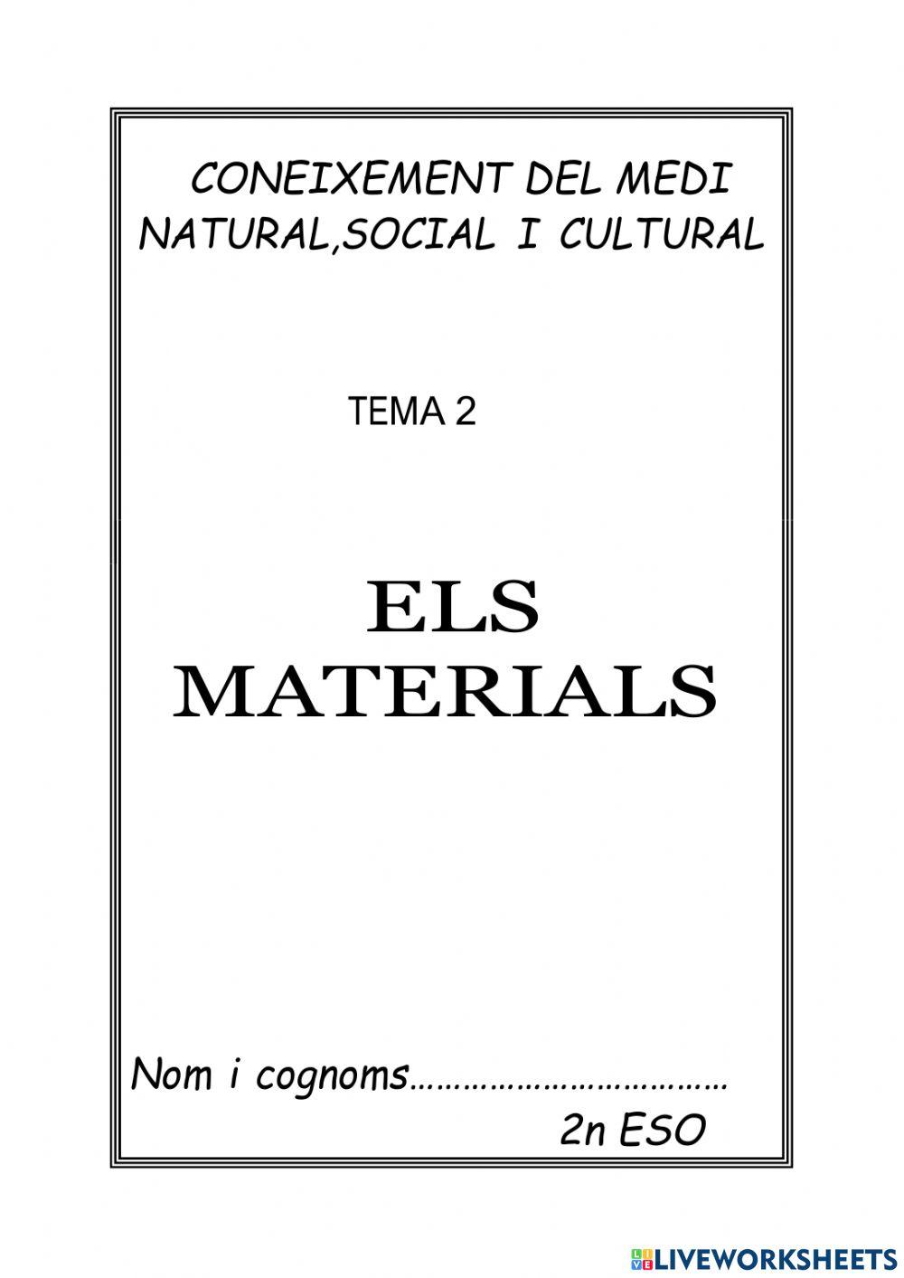 Els materials interactive activity | Live Worksheets