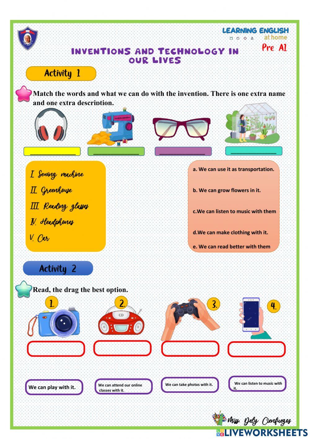 Technology and inventions in our lives online exercise for | Live ...