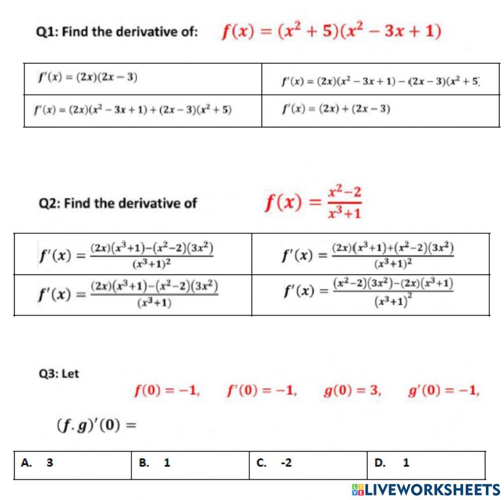12A Product and Quotient Rule 4014618 | Chinnu Pious
