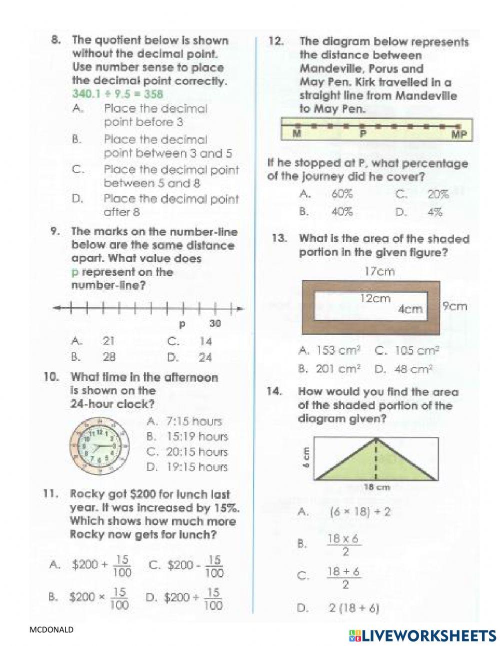 MATHEMATICS TES… | Free Interactive Worksheets | 3427191