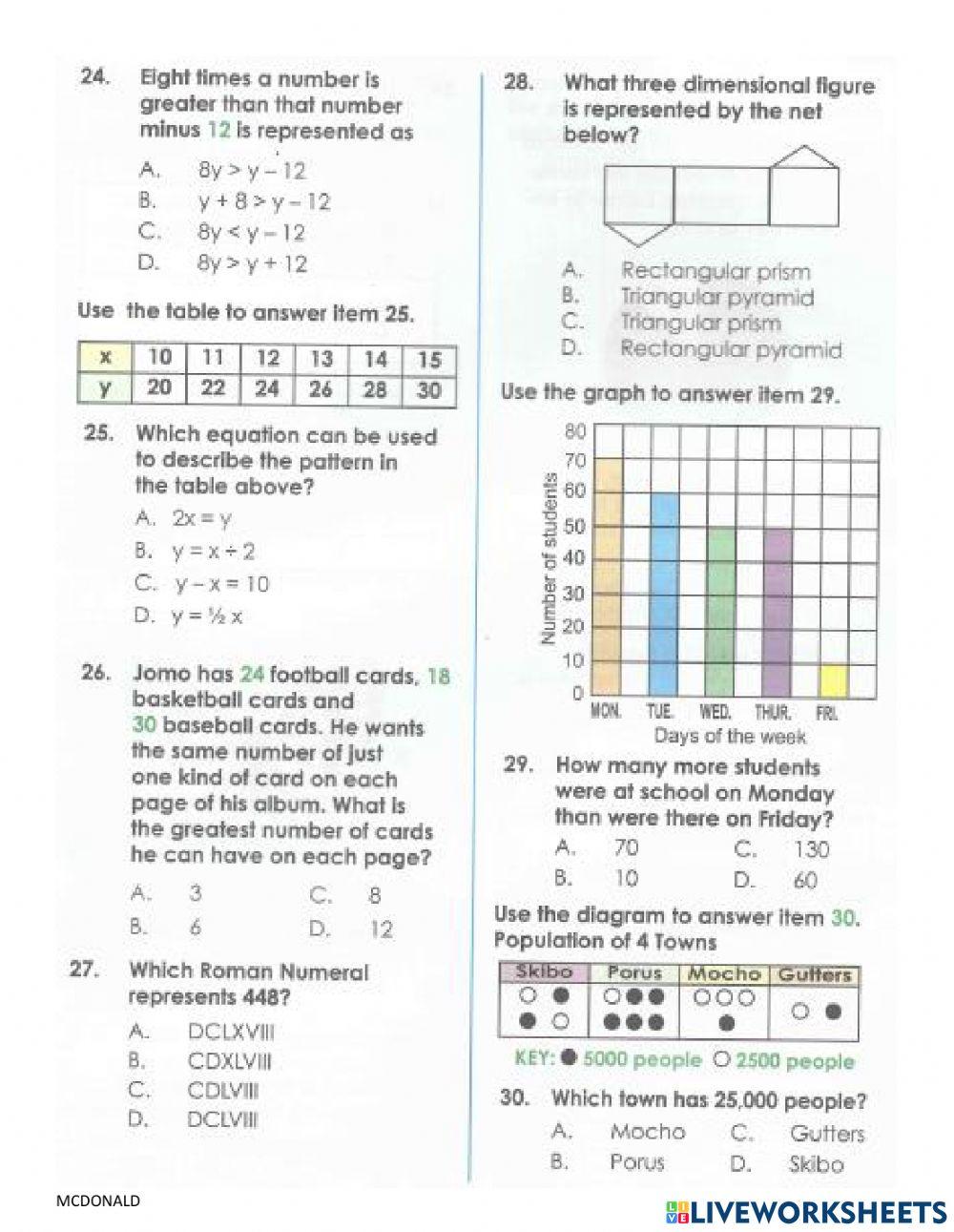 MATHEMATICS TES… | Free Interactive Worksheets | 3427191