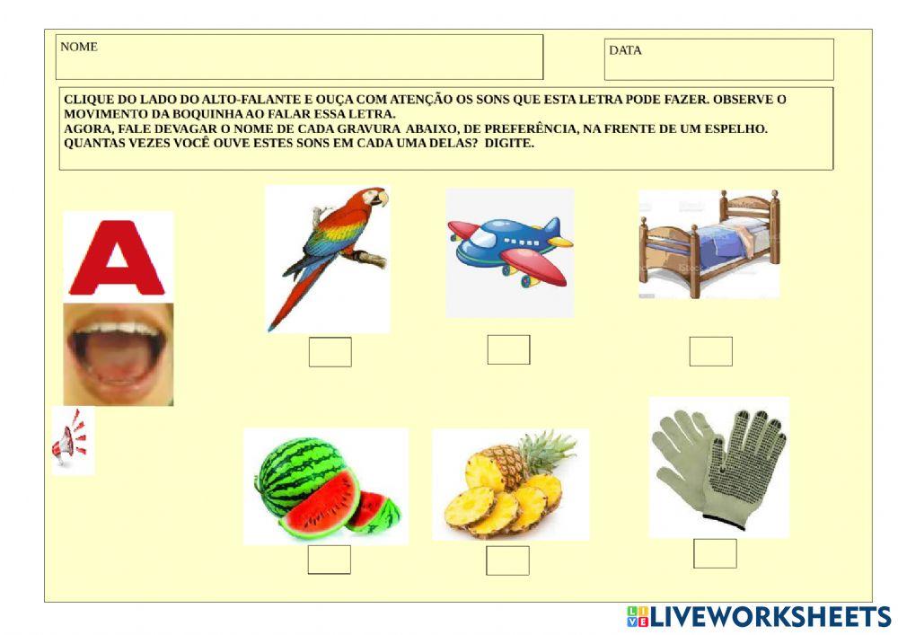 Letra a online pdf worksheet | Live Worksheets