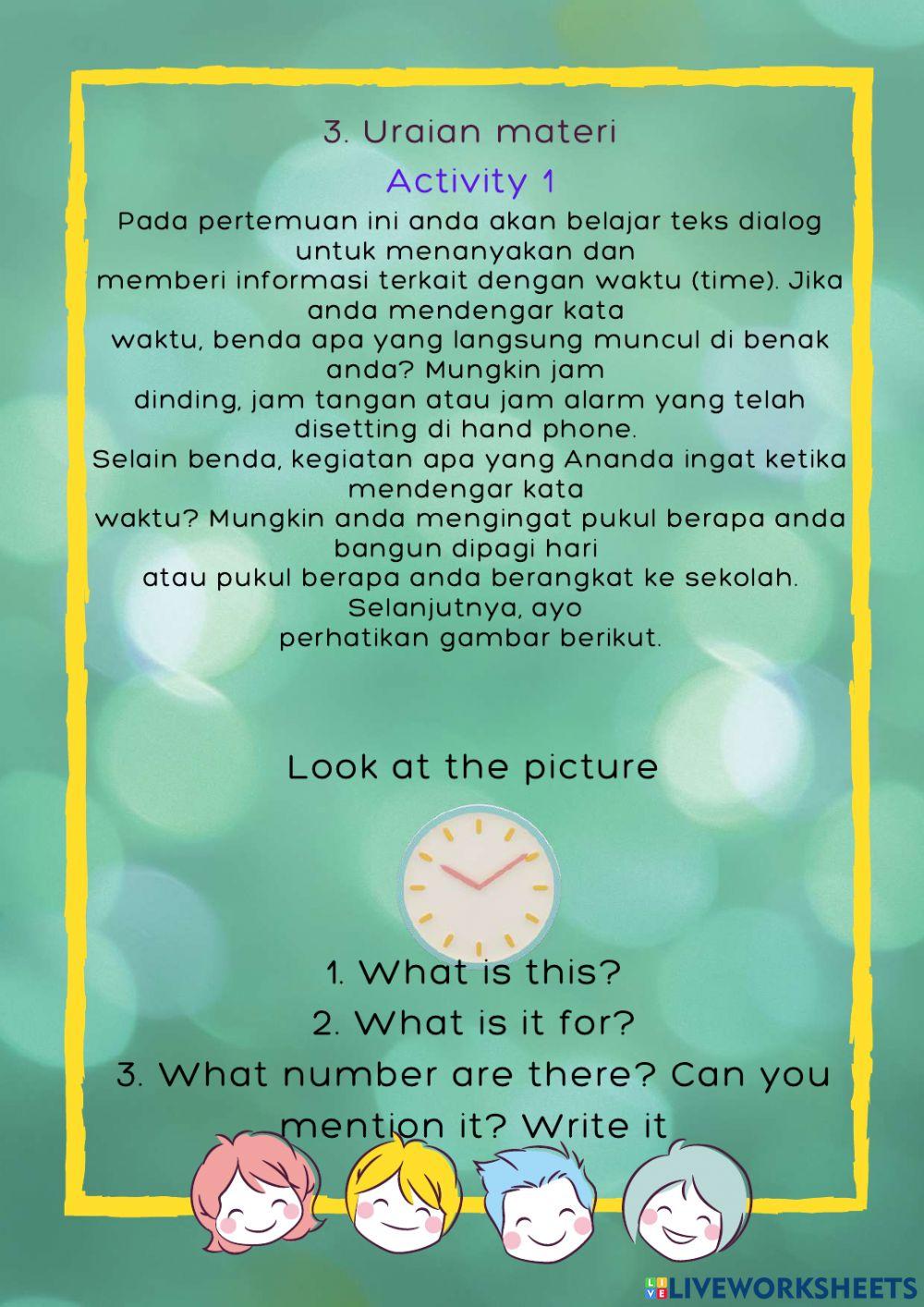 E LKPD Grade 7 What time is it? online exercise for | Live Worksheets