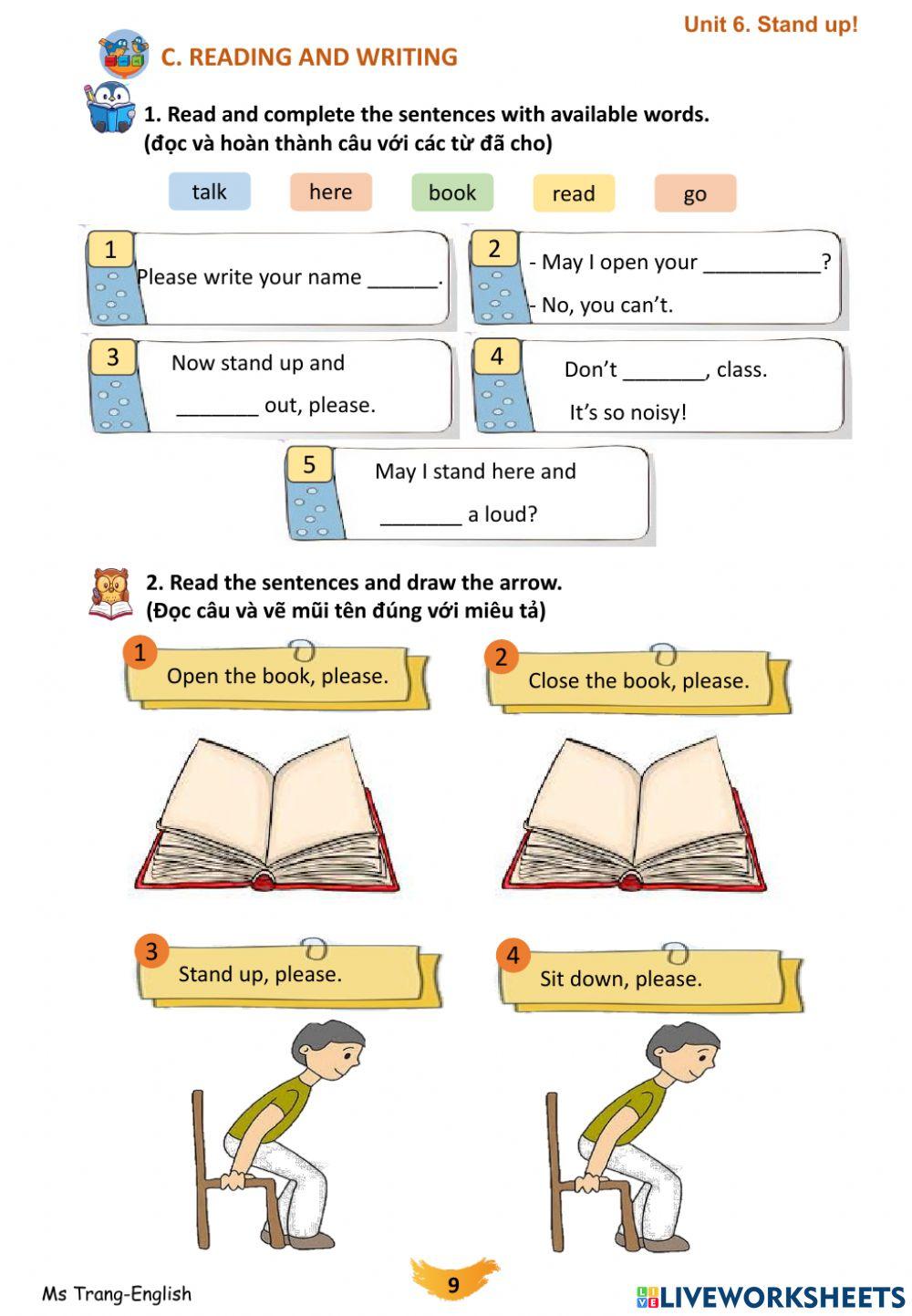 English 3-Unit 6. Stand up worksheet | Live Worksheets