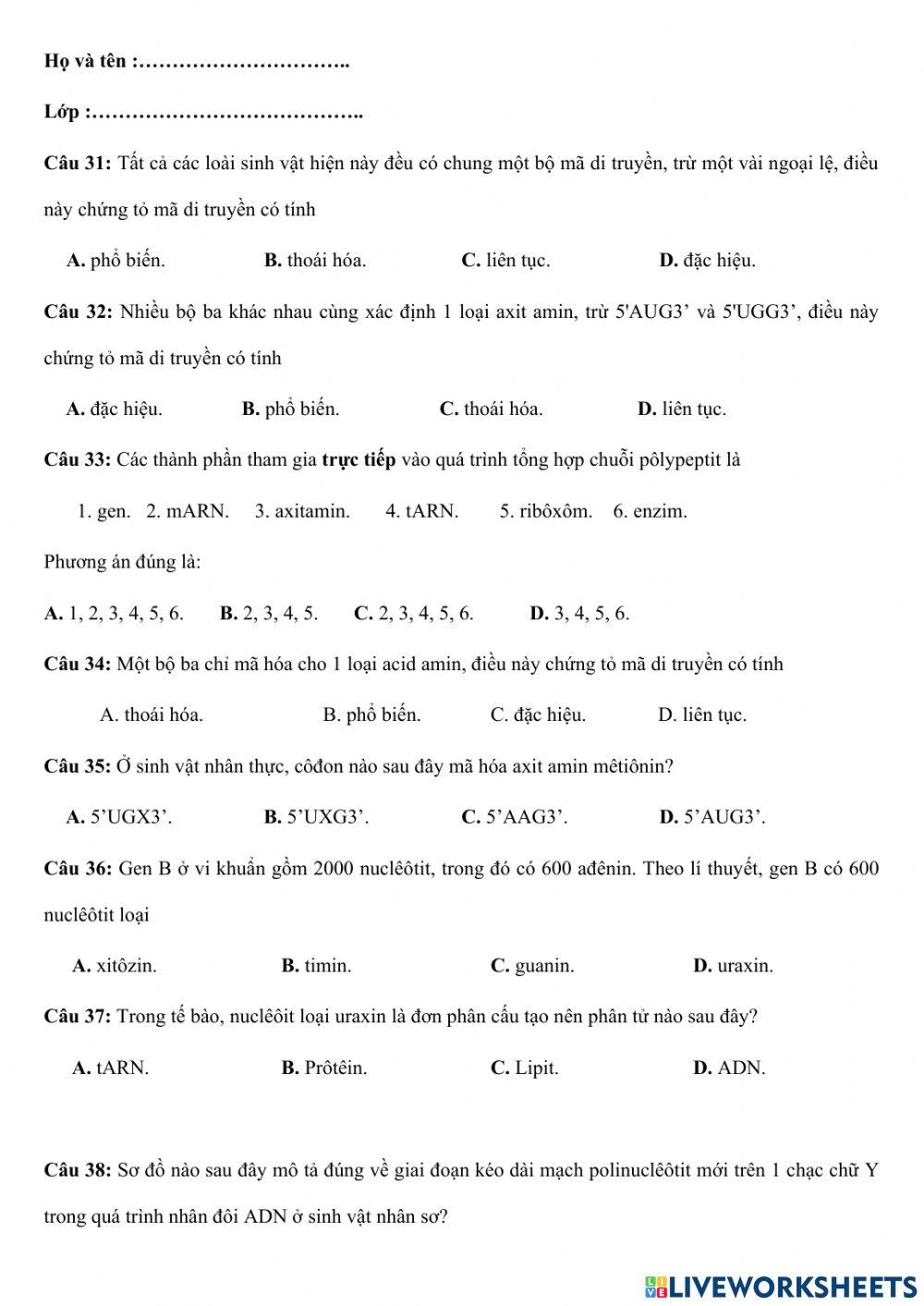 TN ôn GK - 2 worksheet | Live Worksheets