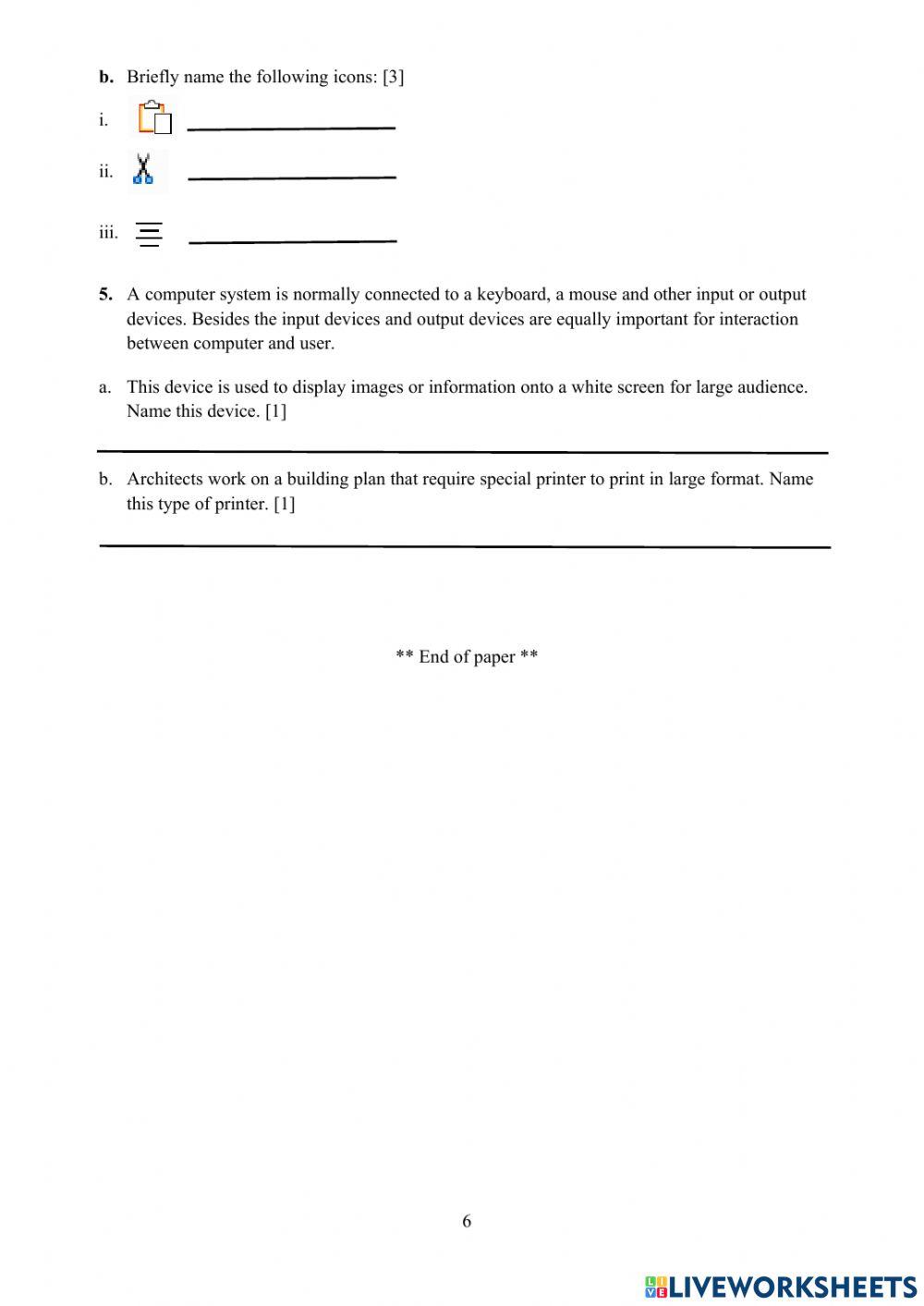 ICT Assessment Year 9 (2) online exercise for | Live Worksheets