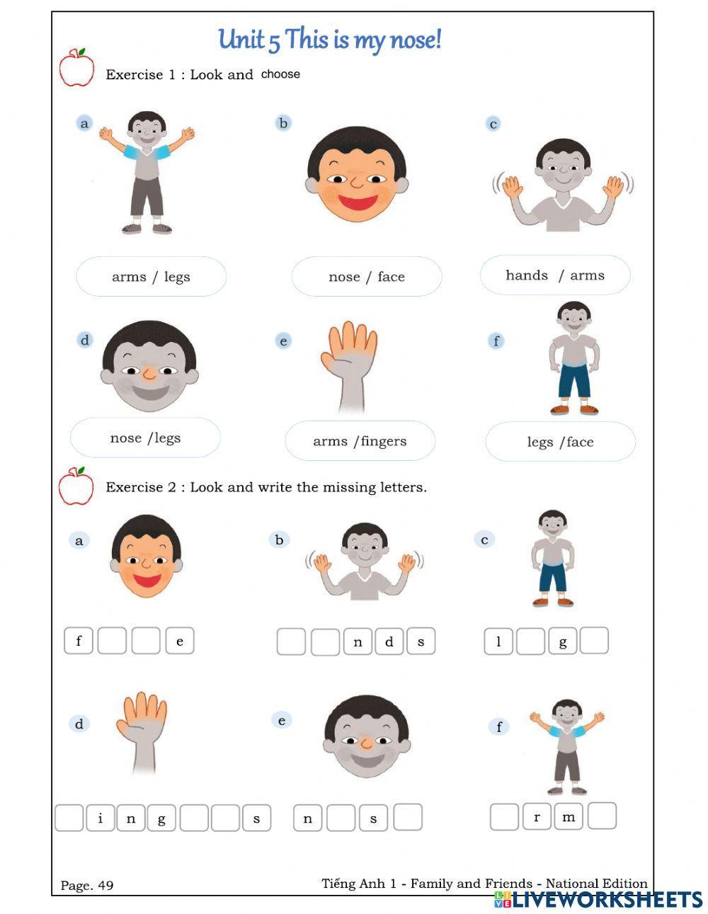This is my nose exercise | Live Worksheets