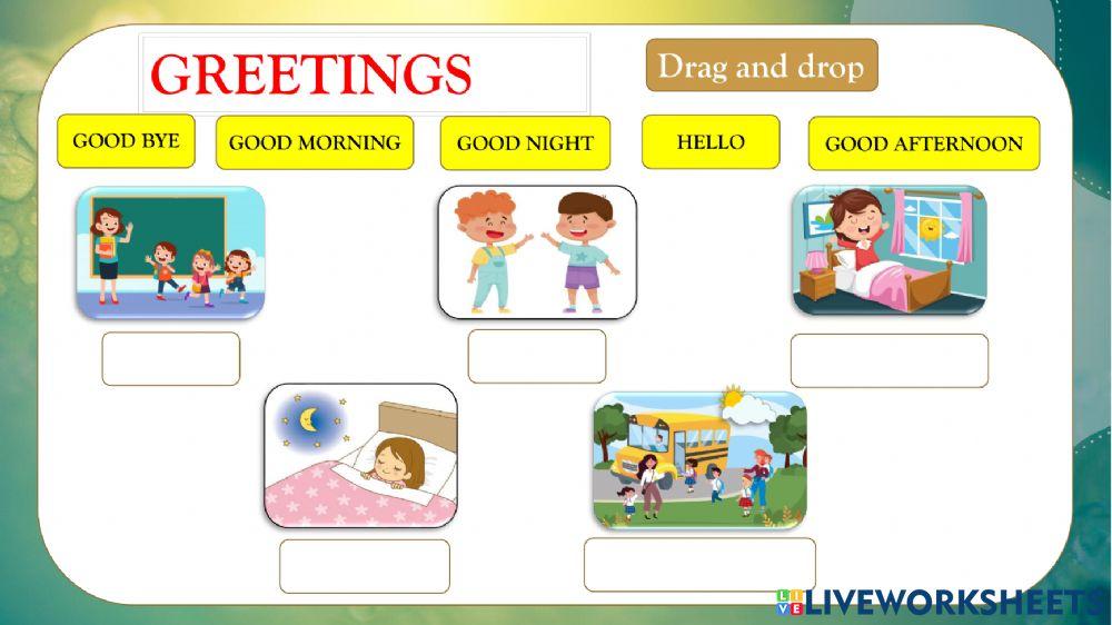 Greetings online exercise for Grade 1 | Live Worksheets