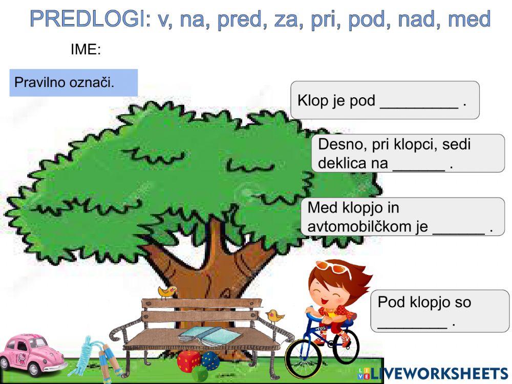 predlogi | Free Interactive Worksheets | 1585526