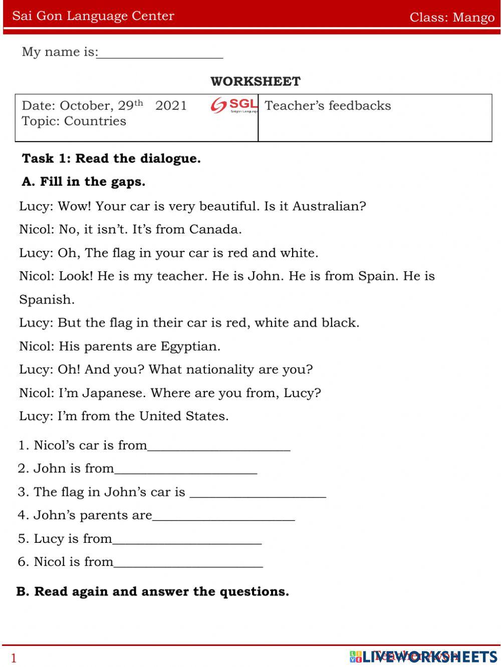 Worksheet mango English language activity | Live Worksheets