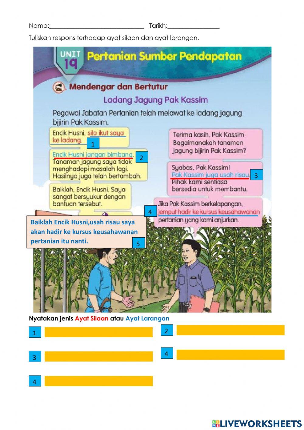 Pertanian interactive activity for 3 | Live Worksheets