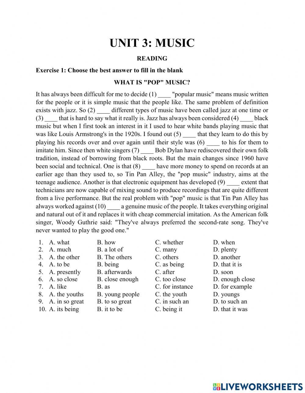 Reading Music | Free Interactive Worksheets | 1585792