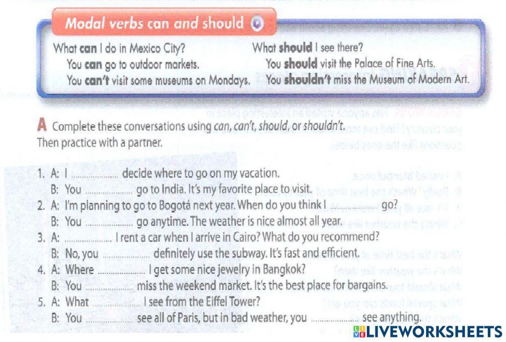 Can and should | Free Interactive Worksheets | 1585962