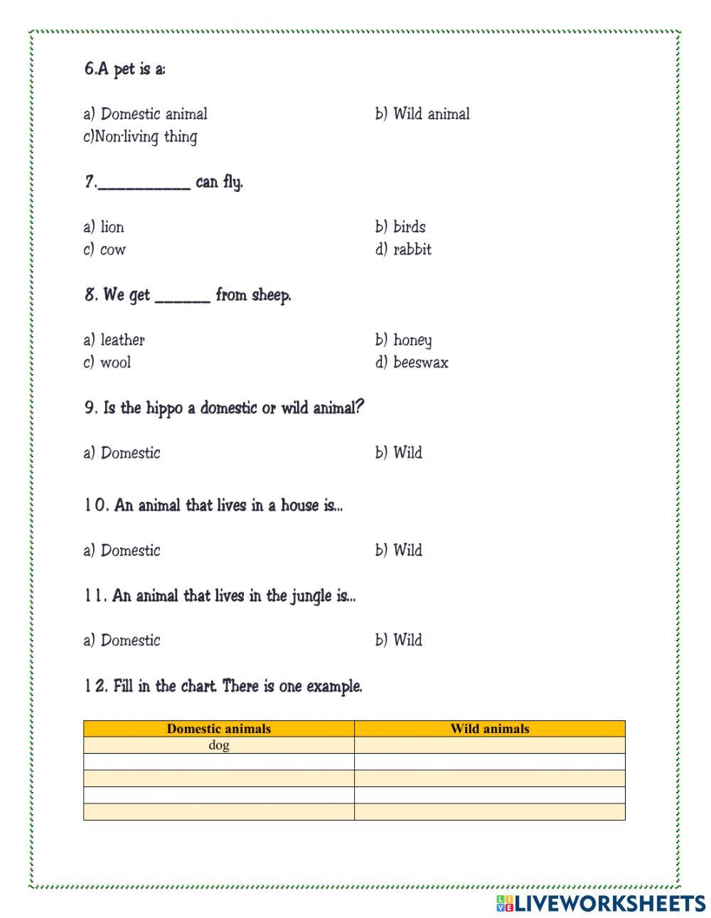 Animals online exercise for Grade 4 | Live Worksheets