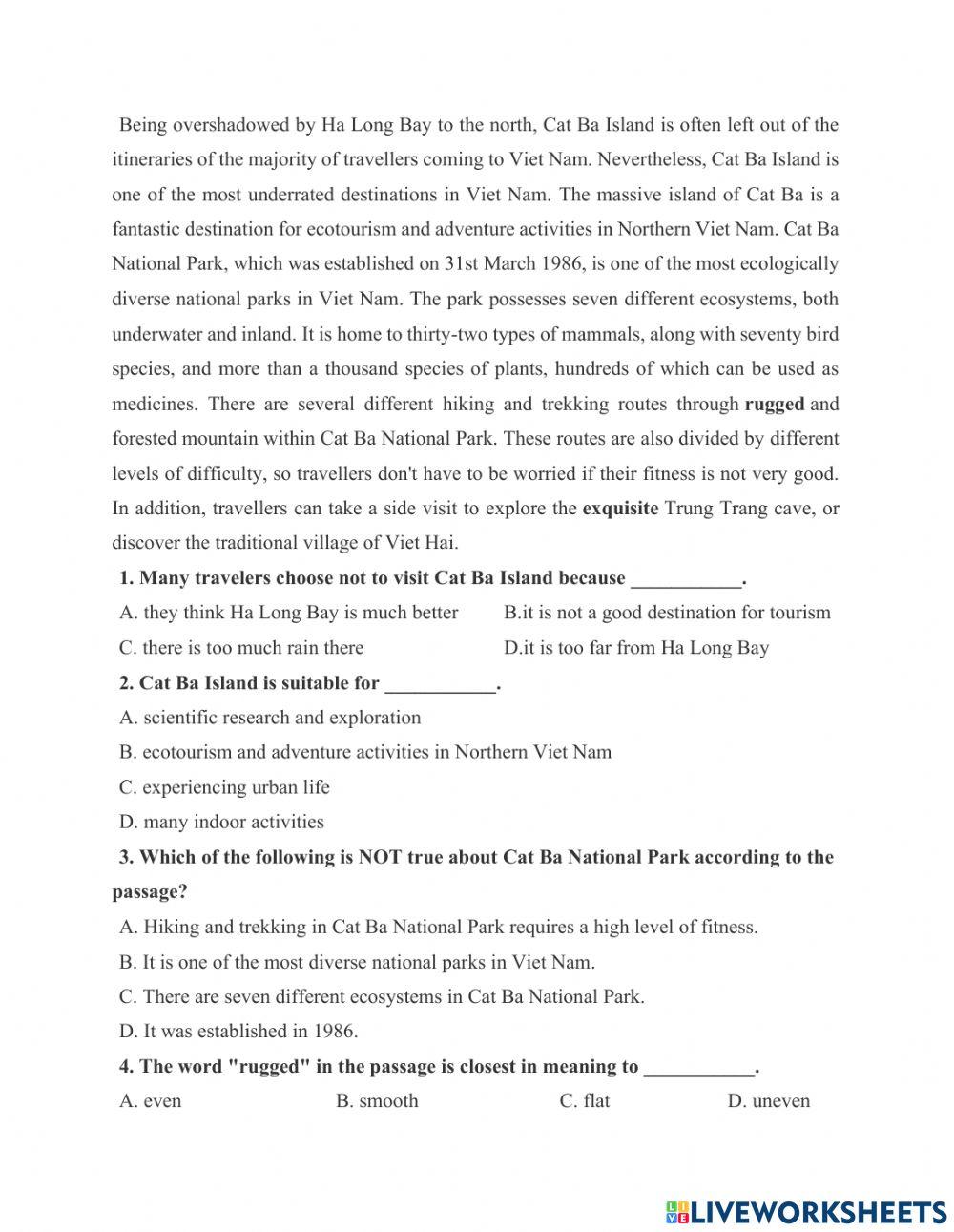 Unit 5 - reading worksheet | Live Worksheets