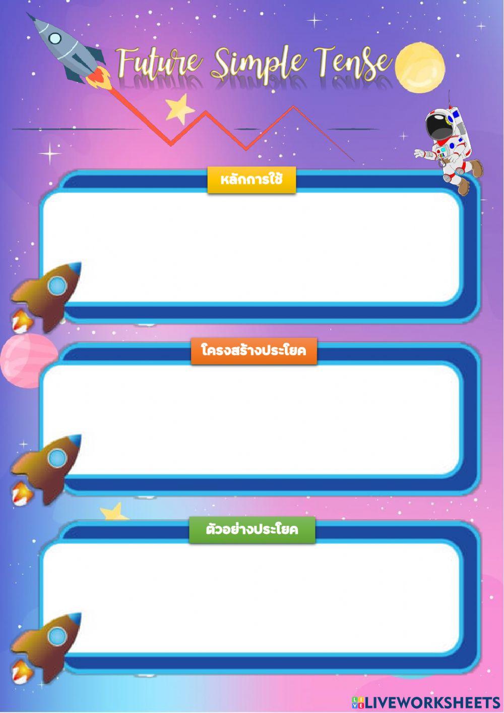 สรุป Future Simple Tense worksheet | Live Worksheets