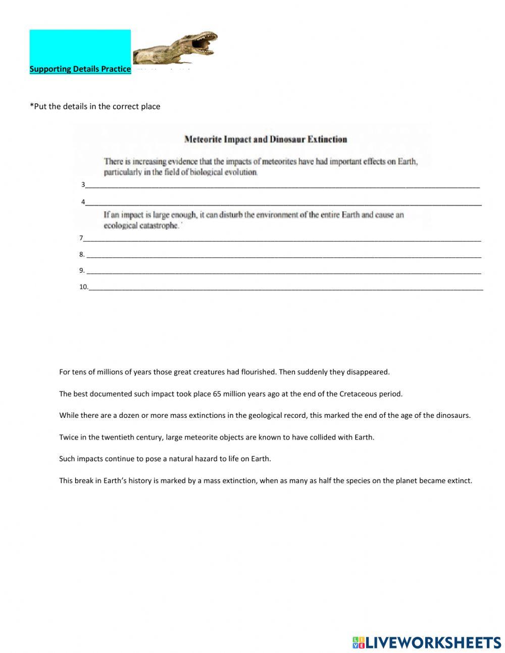 KFUPM PYP Supporting Details 1 worksheet | Live Worksheets