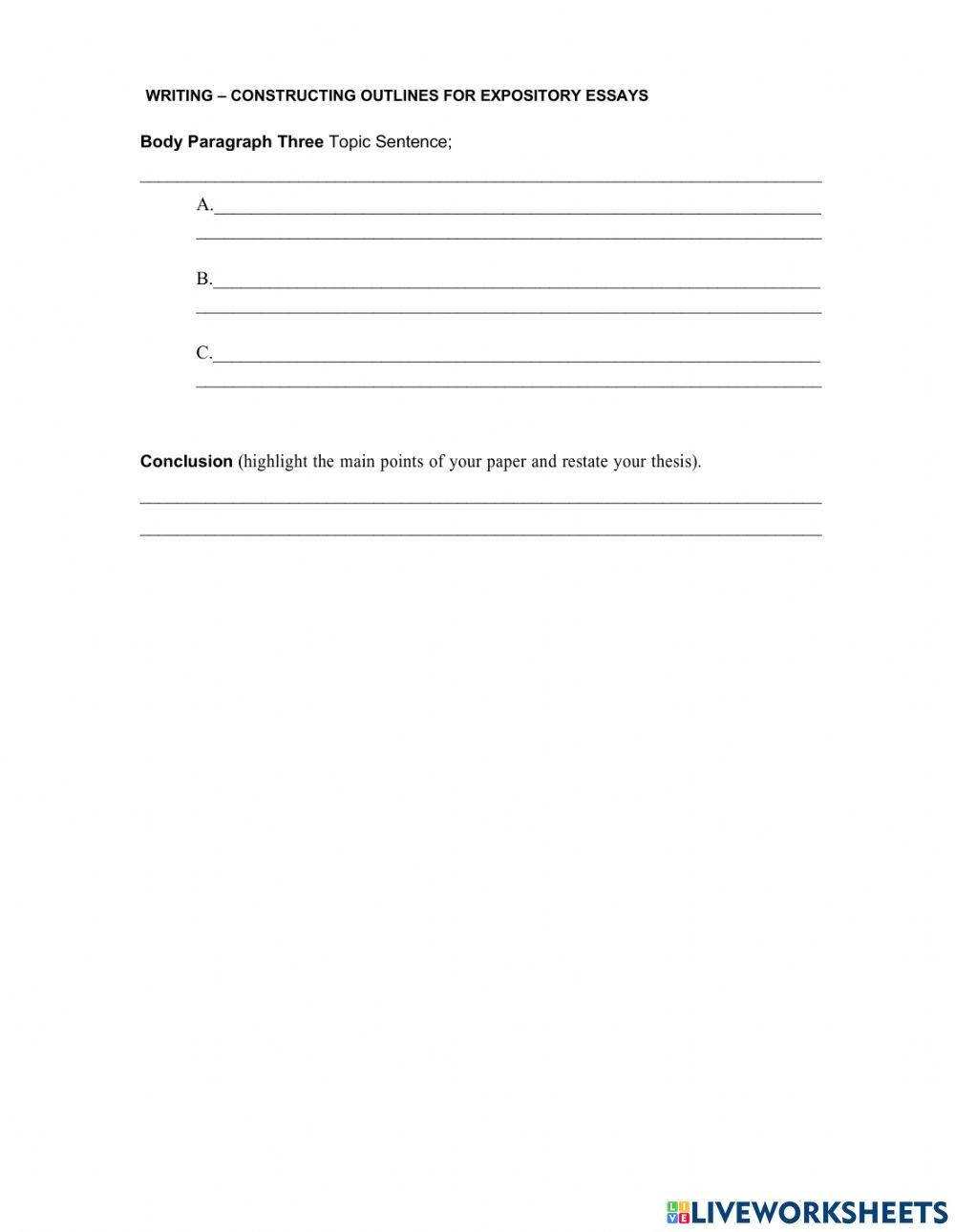 Outline Essay Writing online exercise for | Live Worksheets