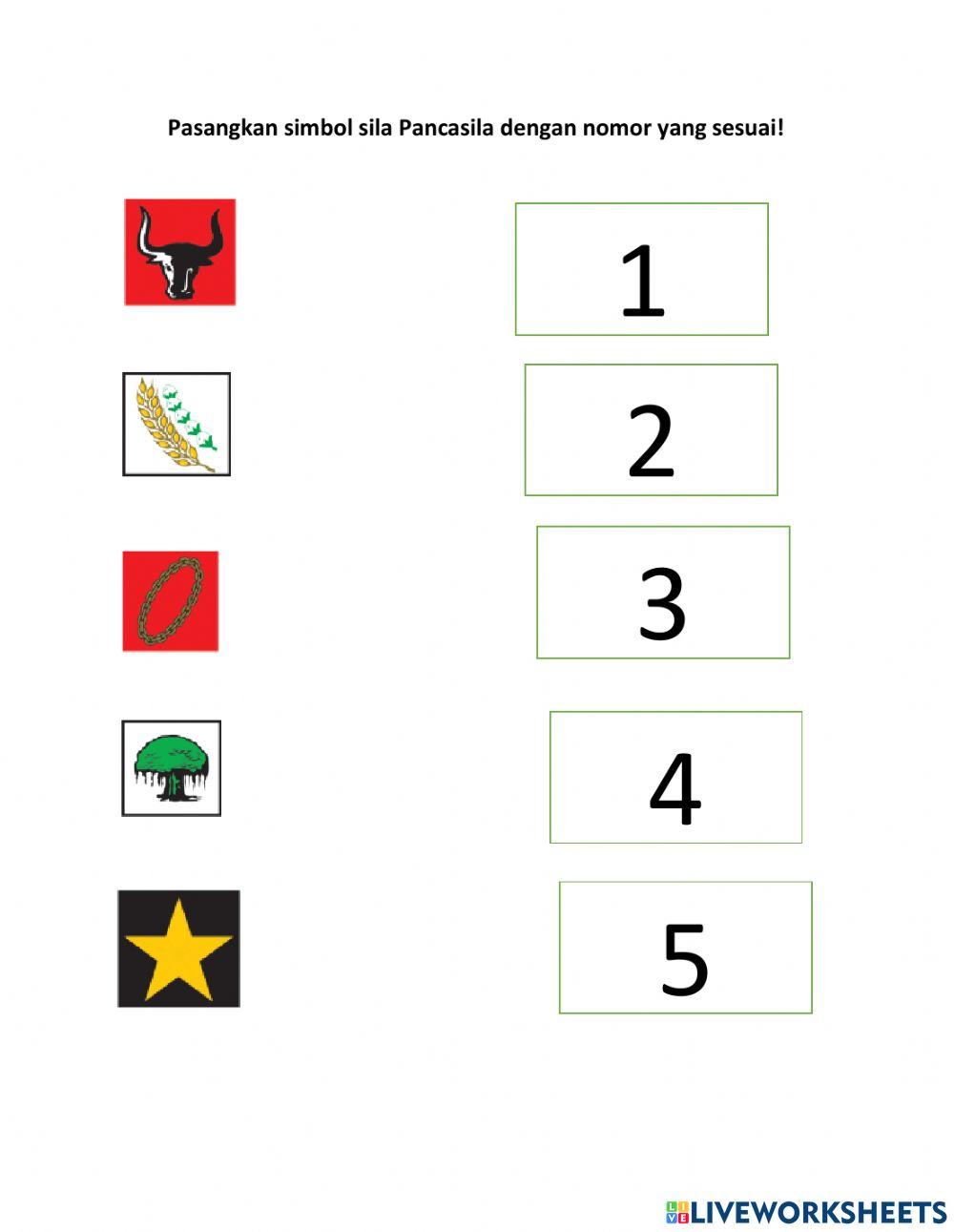 Simbol sila pancasila online worksheet | Live Worksheets