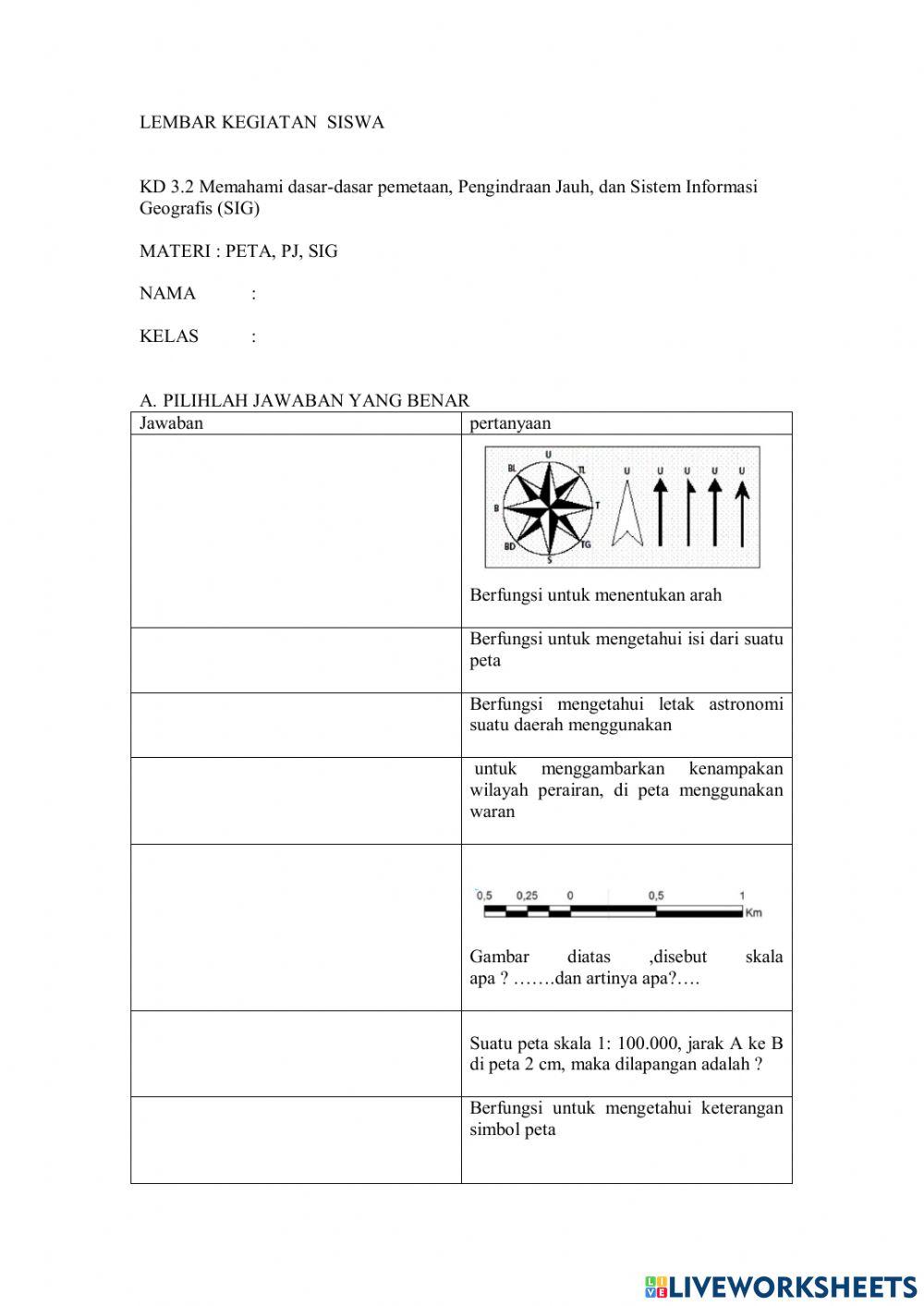 Peta, pj, sig | Free Interactive Worksheets | 1587605