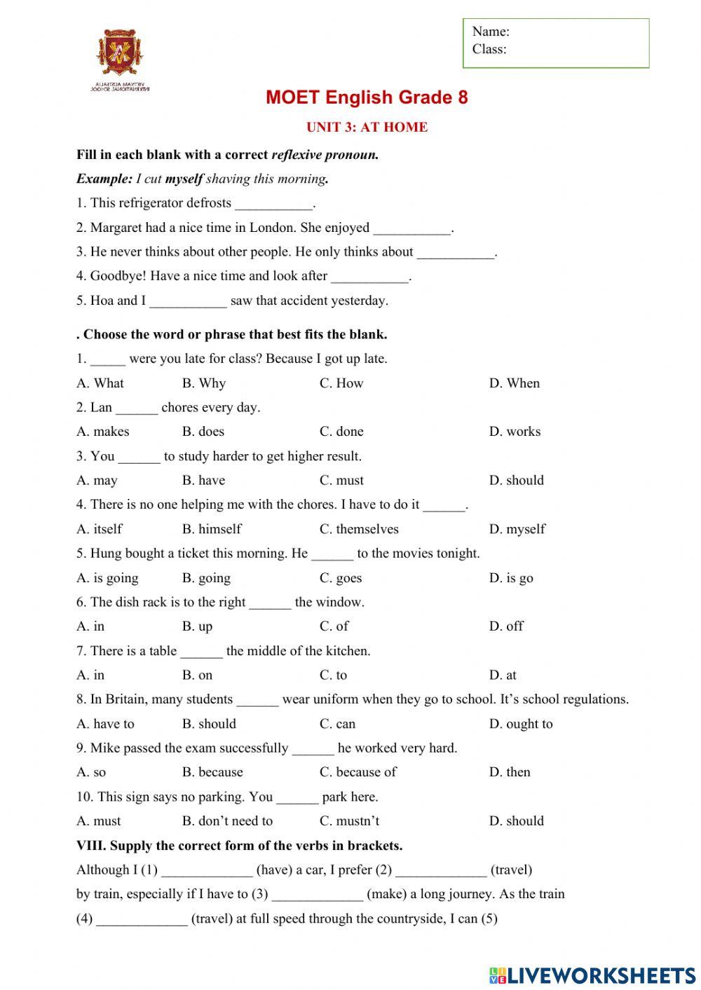 G8 Unit 3 1587576 | NgocquynhTr | LiveWorksheets