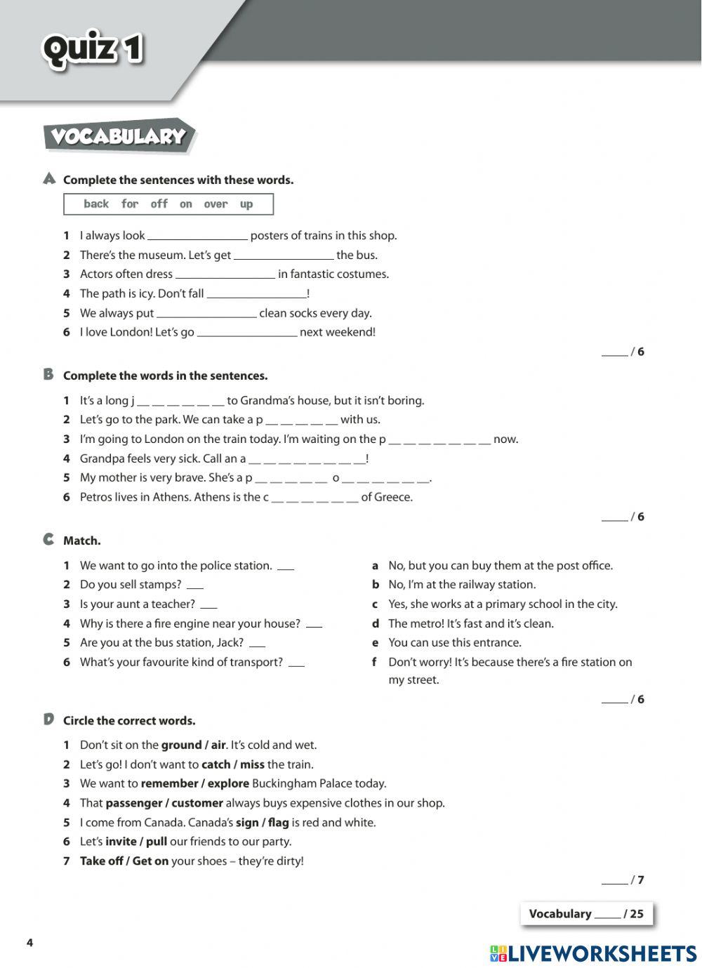 Amazing English 2 test Unit 1 online exercise for | Live Worksheets
