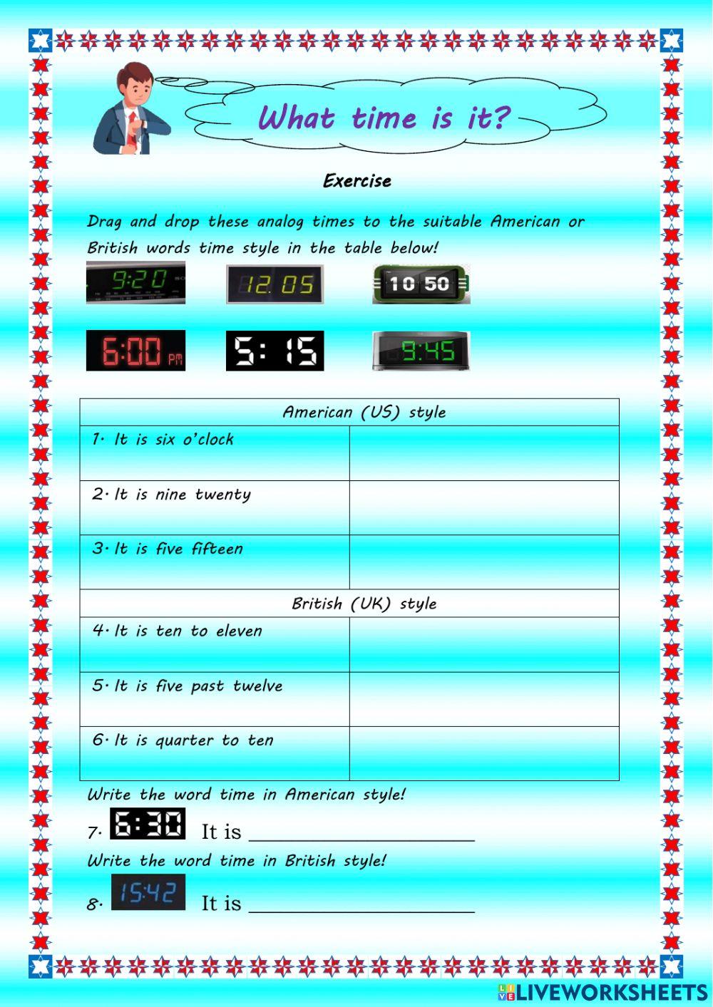 Telling the time | Free Interactive Worksheets | 1588461