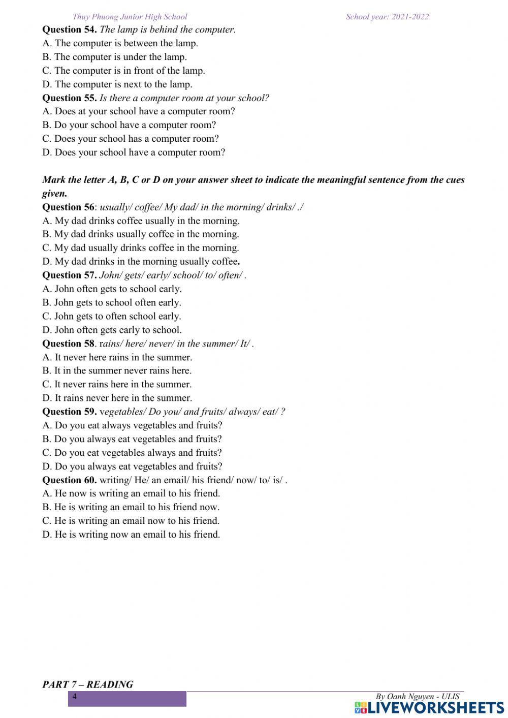 G6-Revision for test 5226221 | Trần Thị Thanh | Live