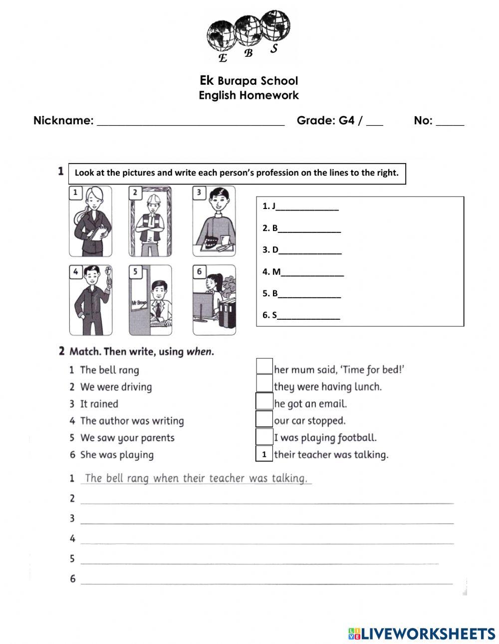 G4 Eng HW U15 EW worksheet | Live Worksheets