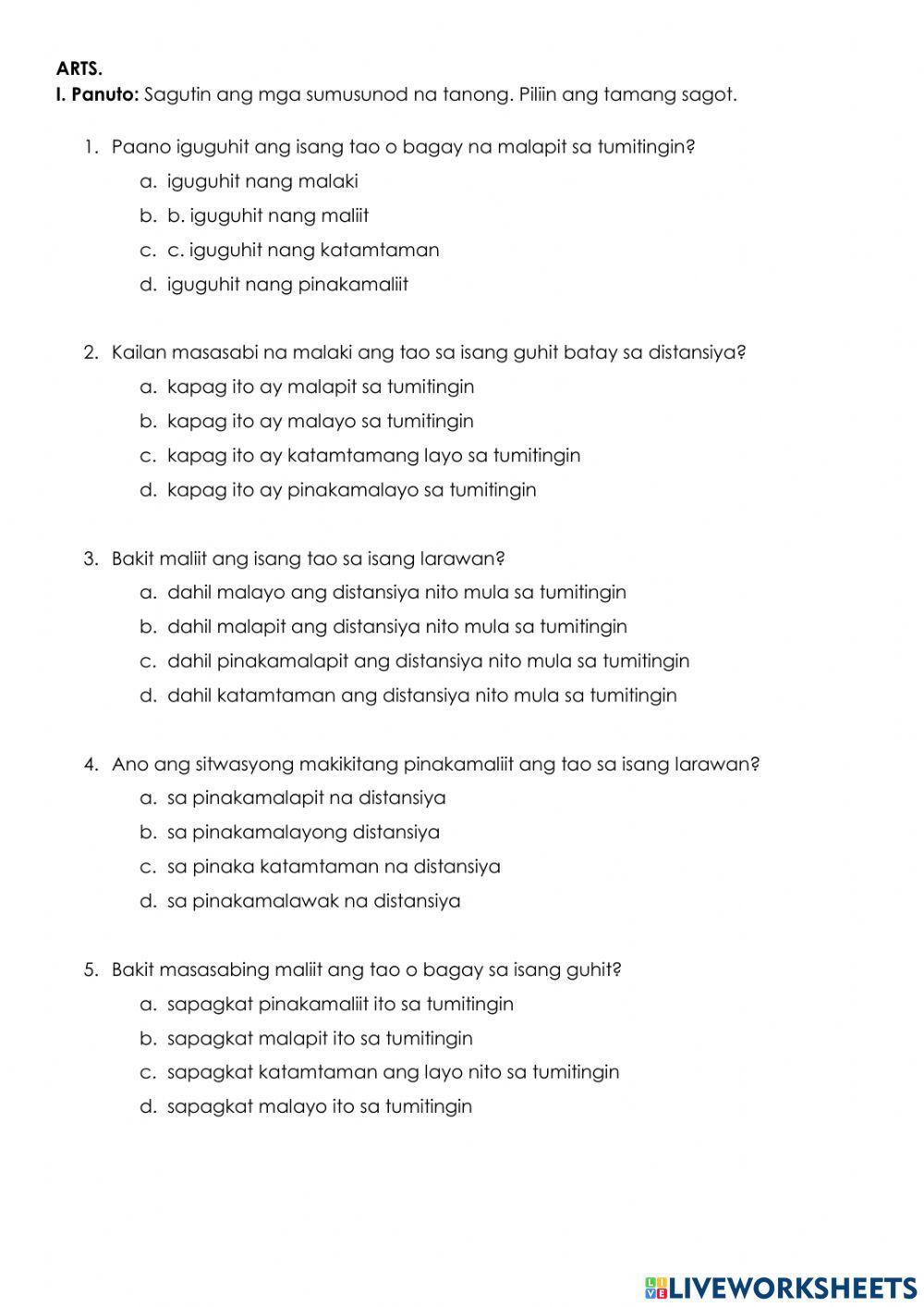 Mapeh activity | Live Worksheets