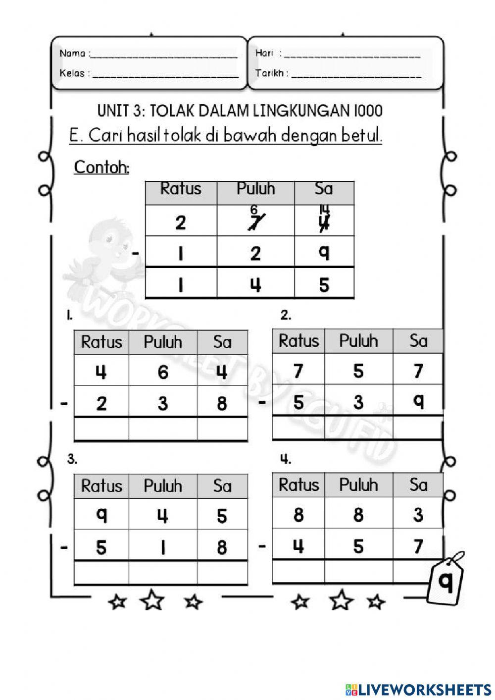 Tolak dengan mengumpul semula dalam lingkungan seribu