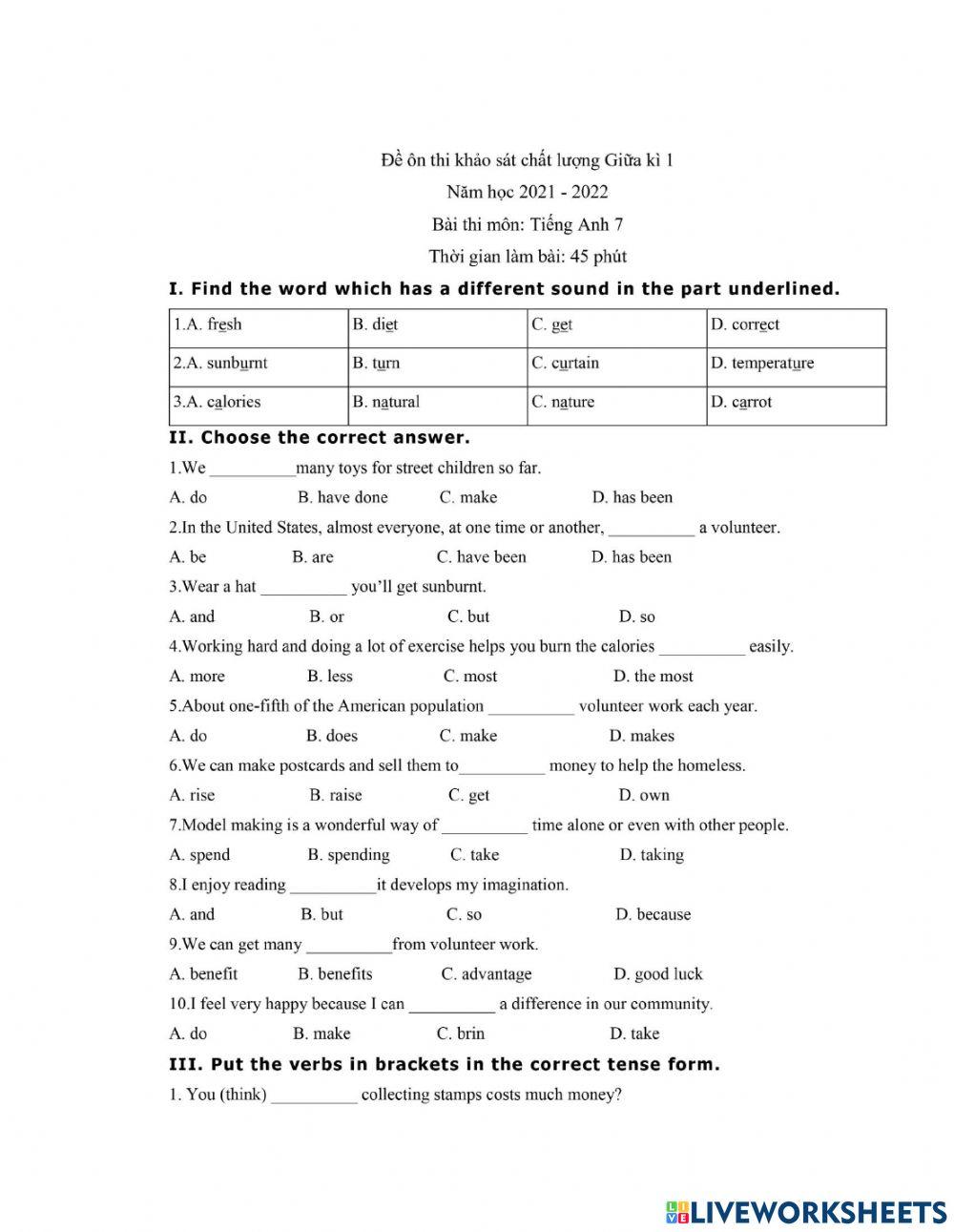 Grade 7 Mid term no 3 worksheet | Live Worksheets
