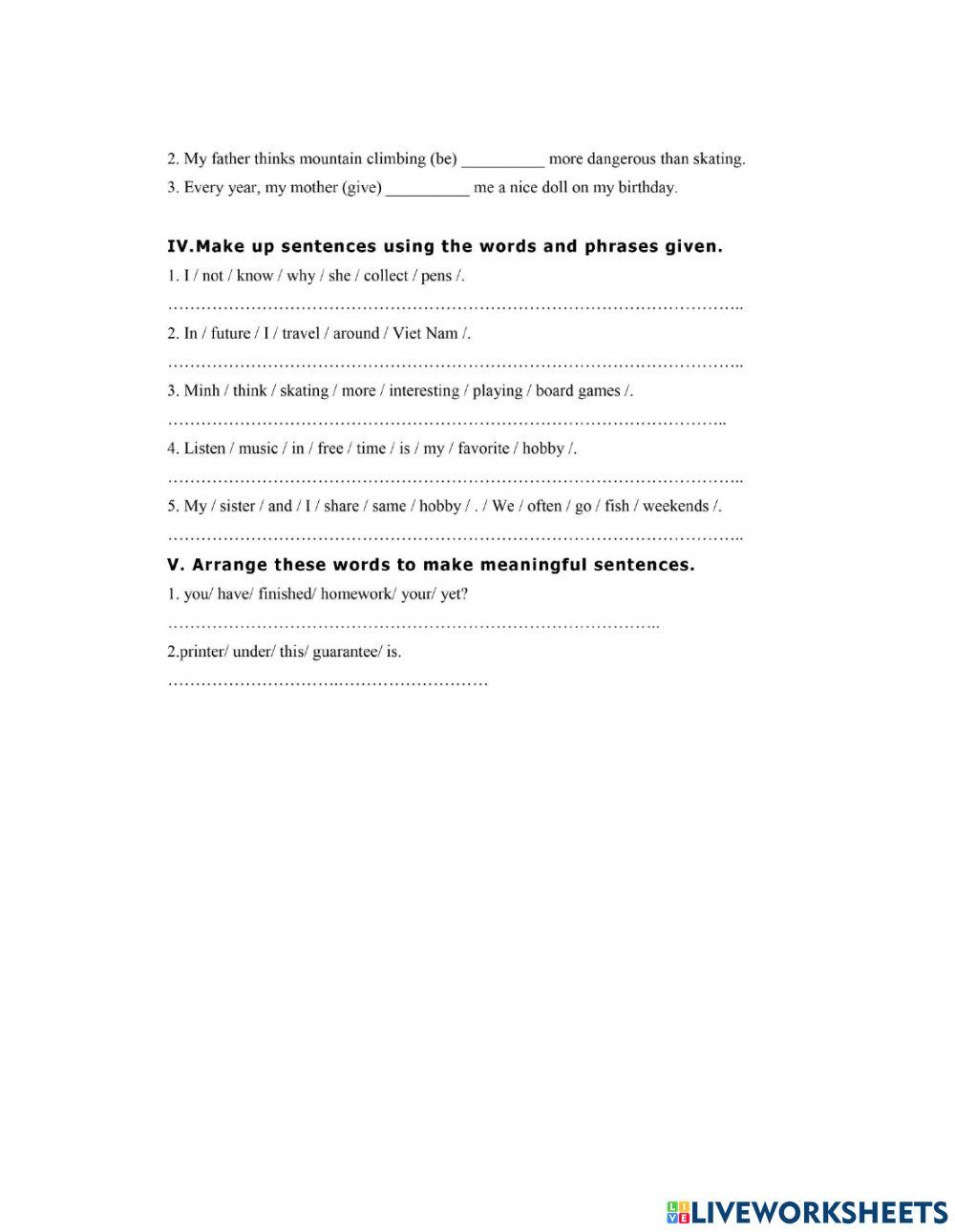 Grade 7 Mid term no 3 worksheet | Live Worksheets
