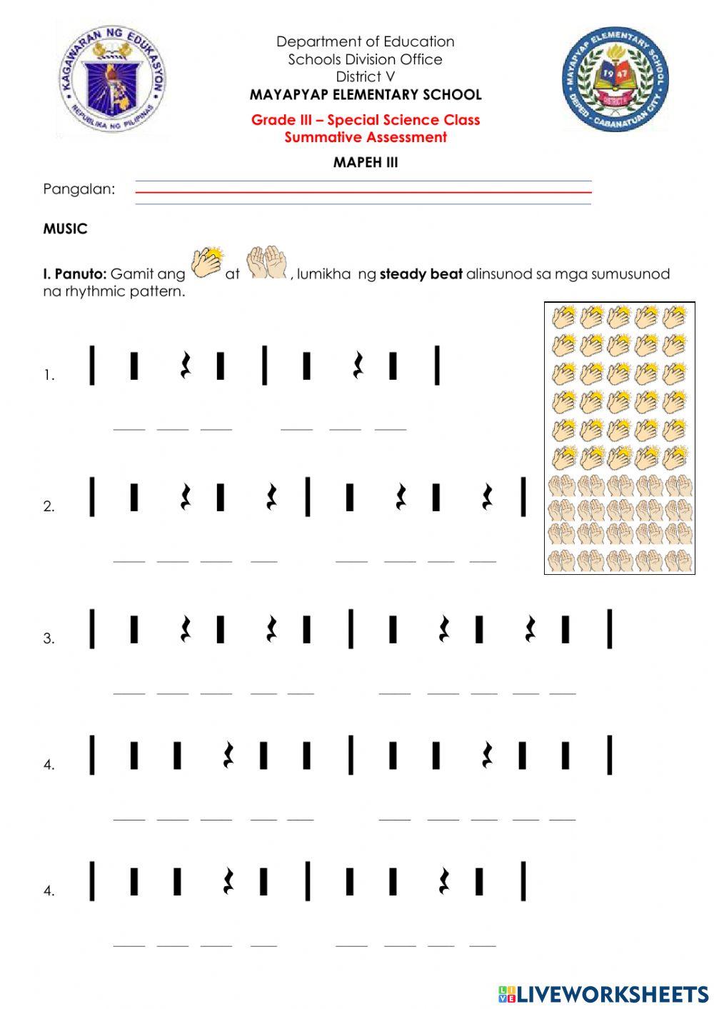 Mapeh exercise | Live Worksheets