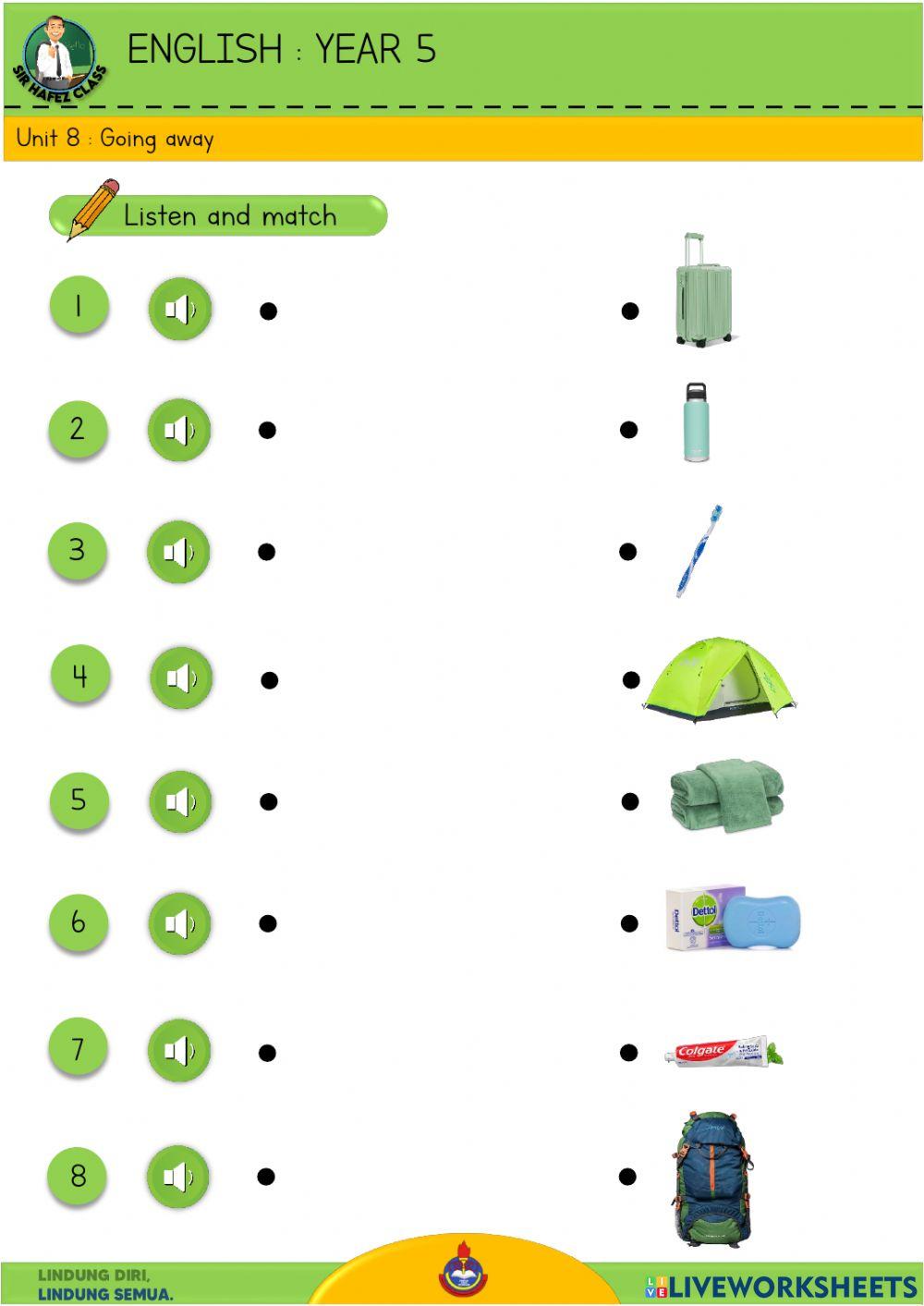 English Y5 - Going Away 1 worksheet | Live Worksheets
