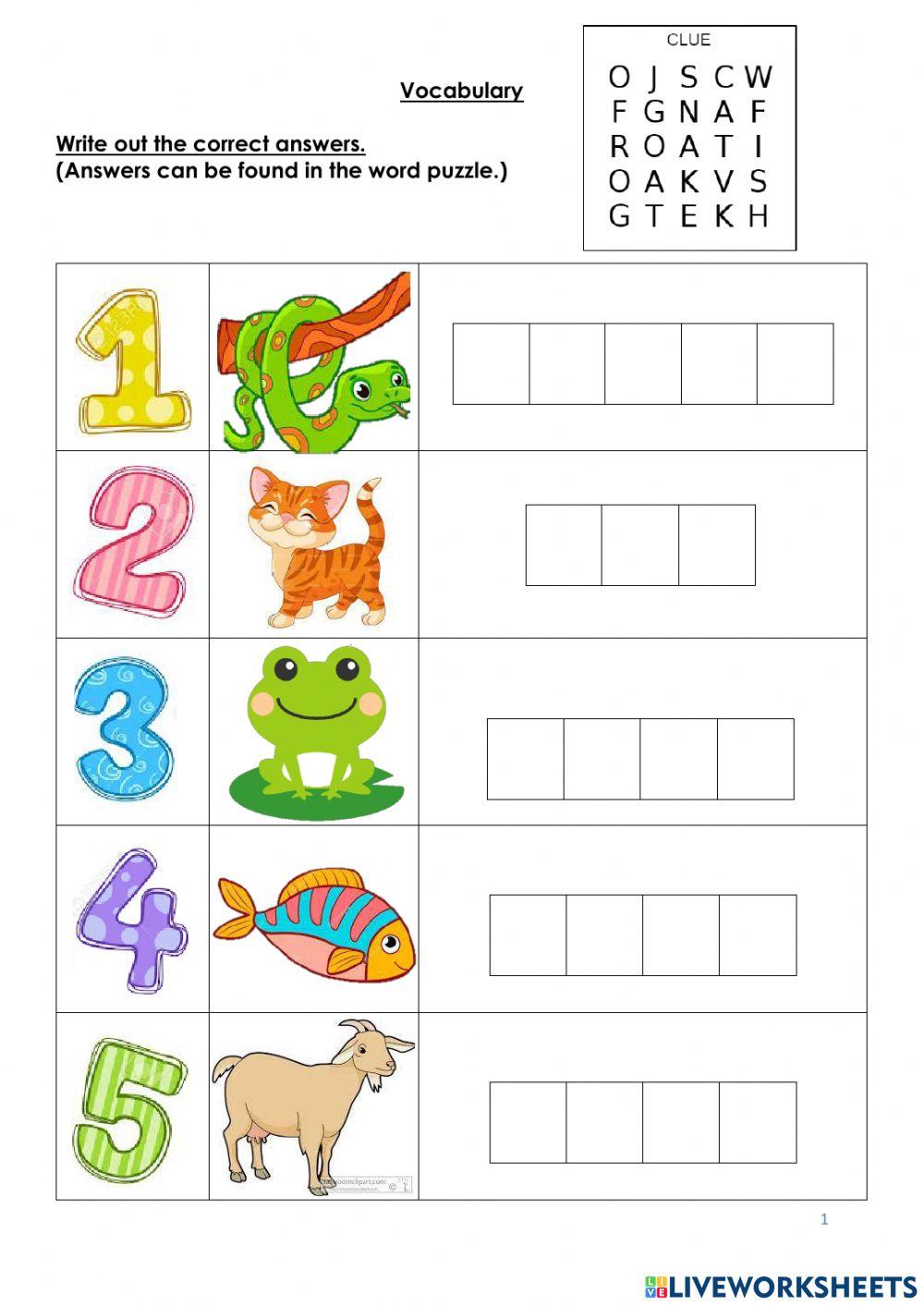 Word puzzle worksheet for 1 | Live Worksheets