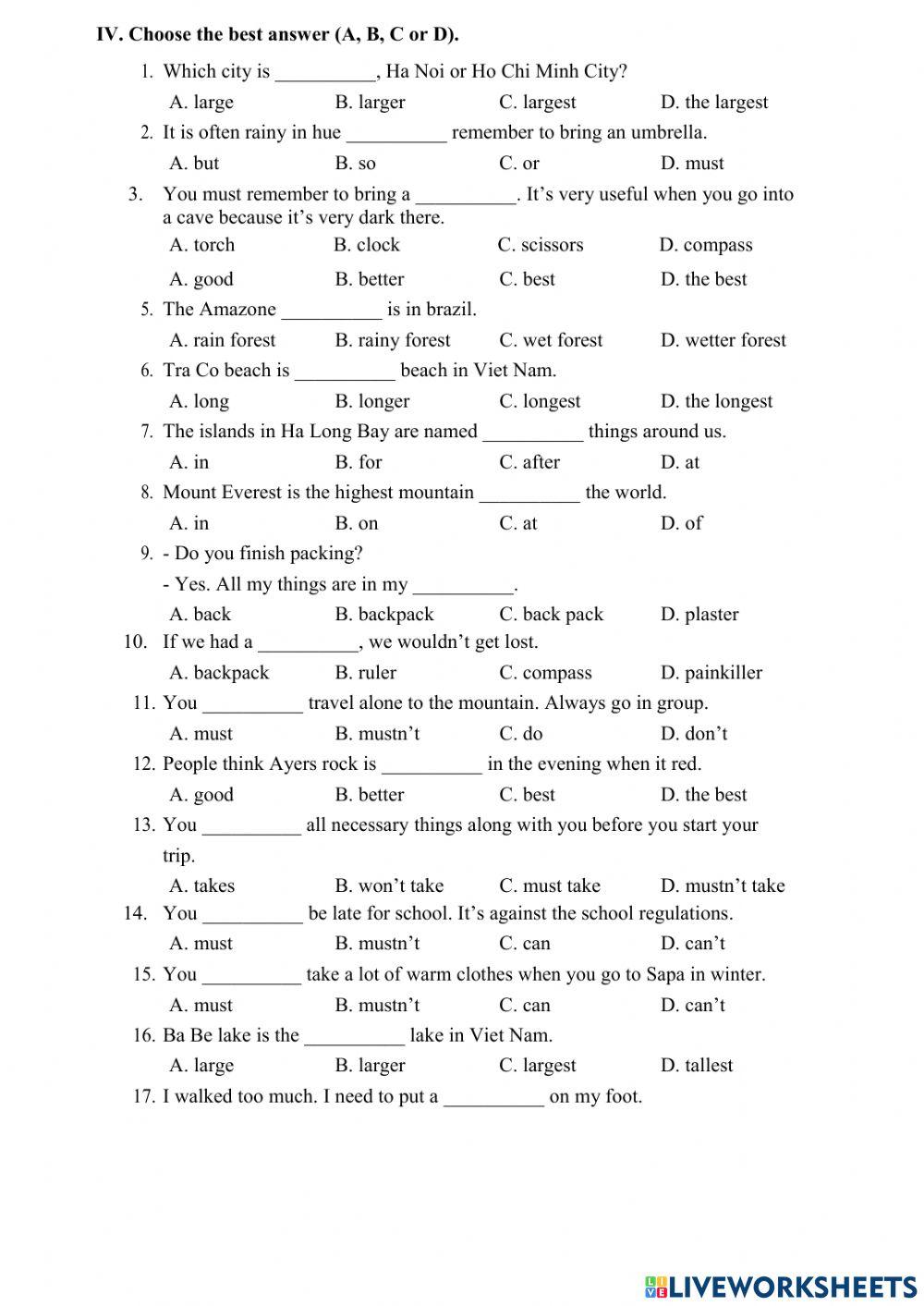 Grade 6 worksheet activity | Live Worksheets
