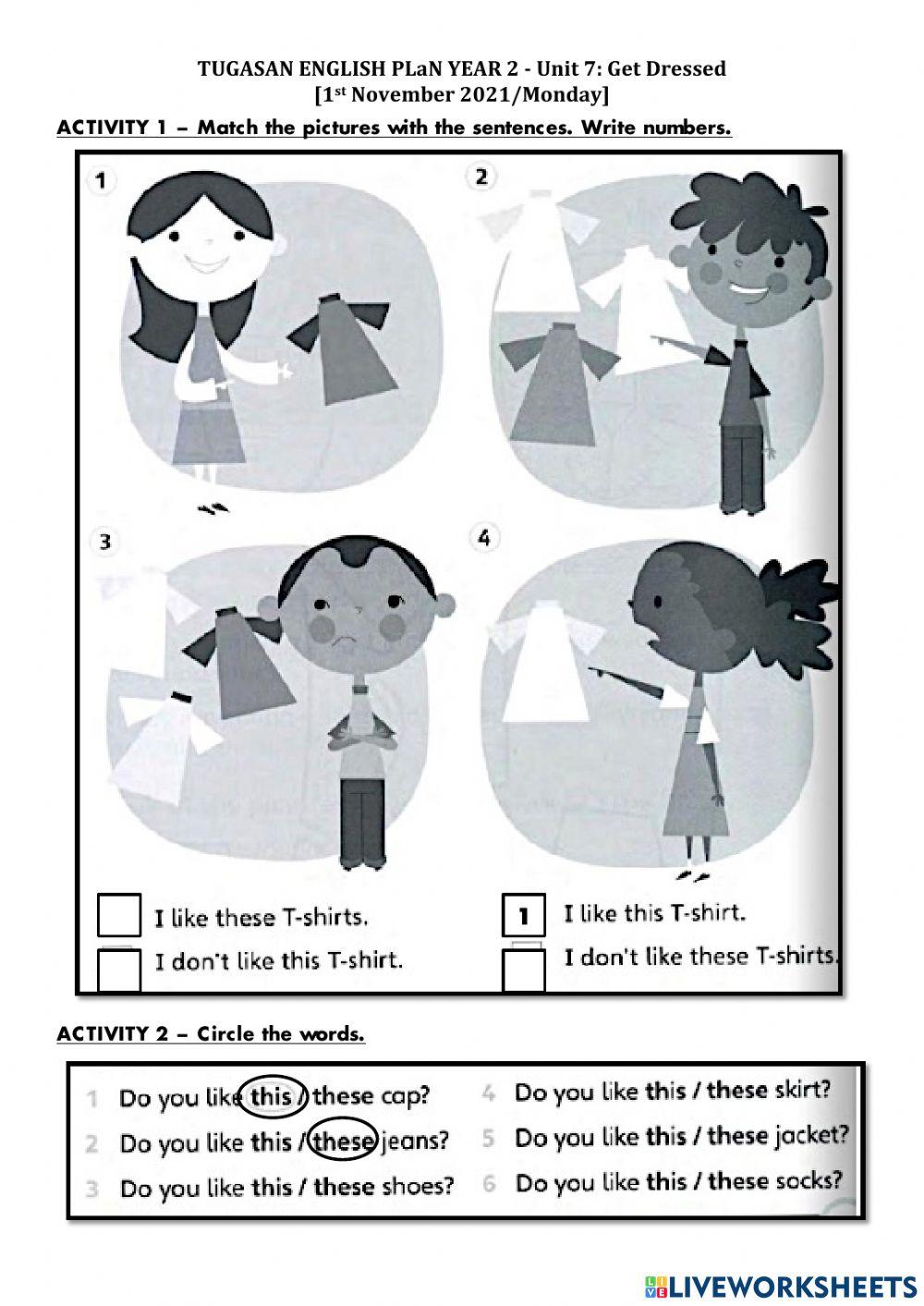 PLaN Superminds Unit 7: Get Dressed (Reading 2) worksheet | Live Worksheets