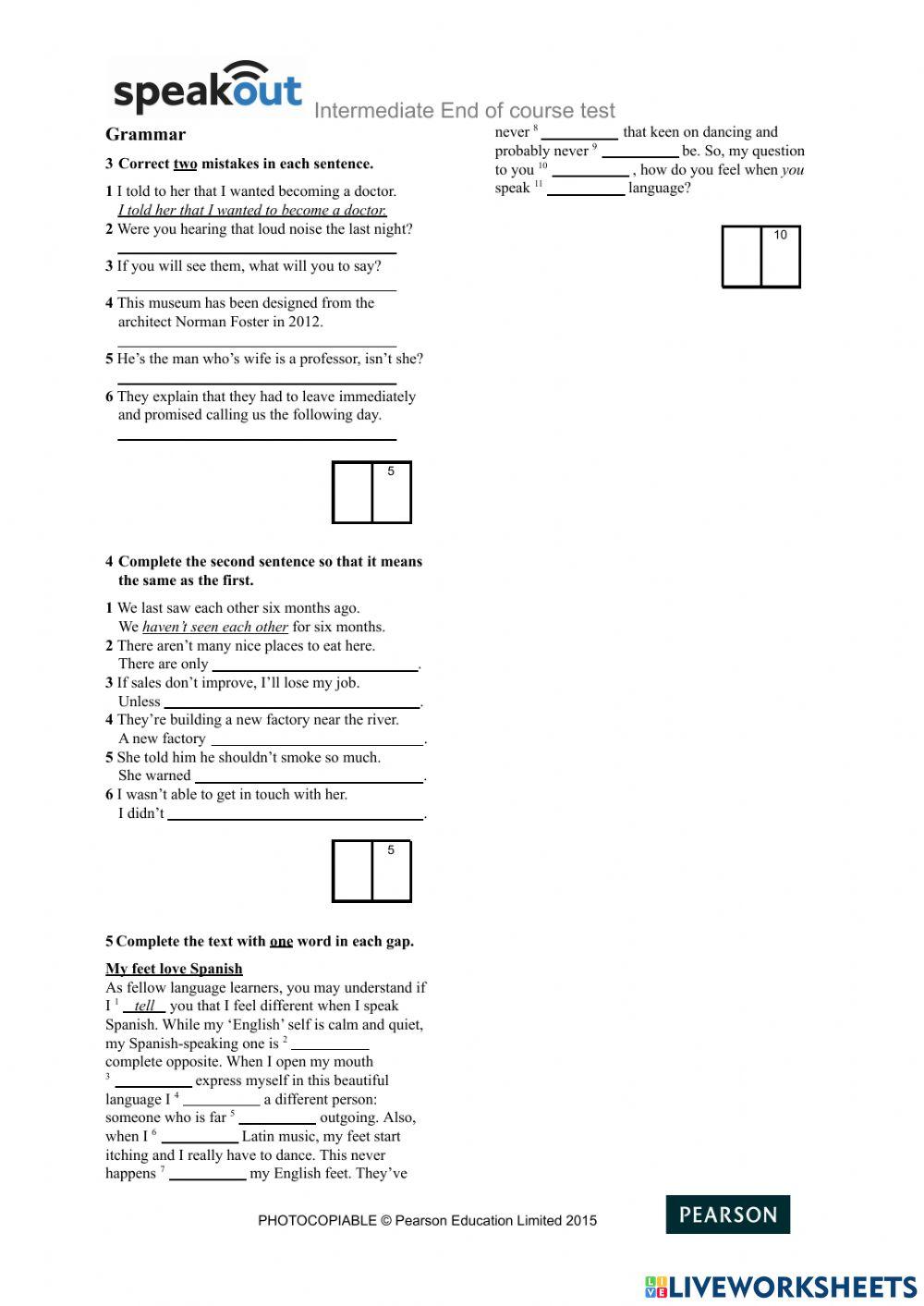 End of course t… | Free Interactive Worksheets | 4212732
