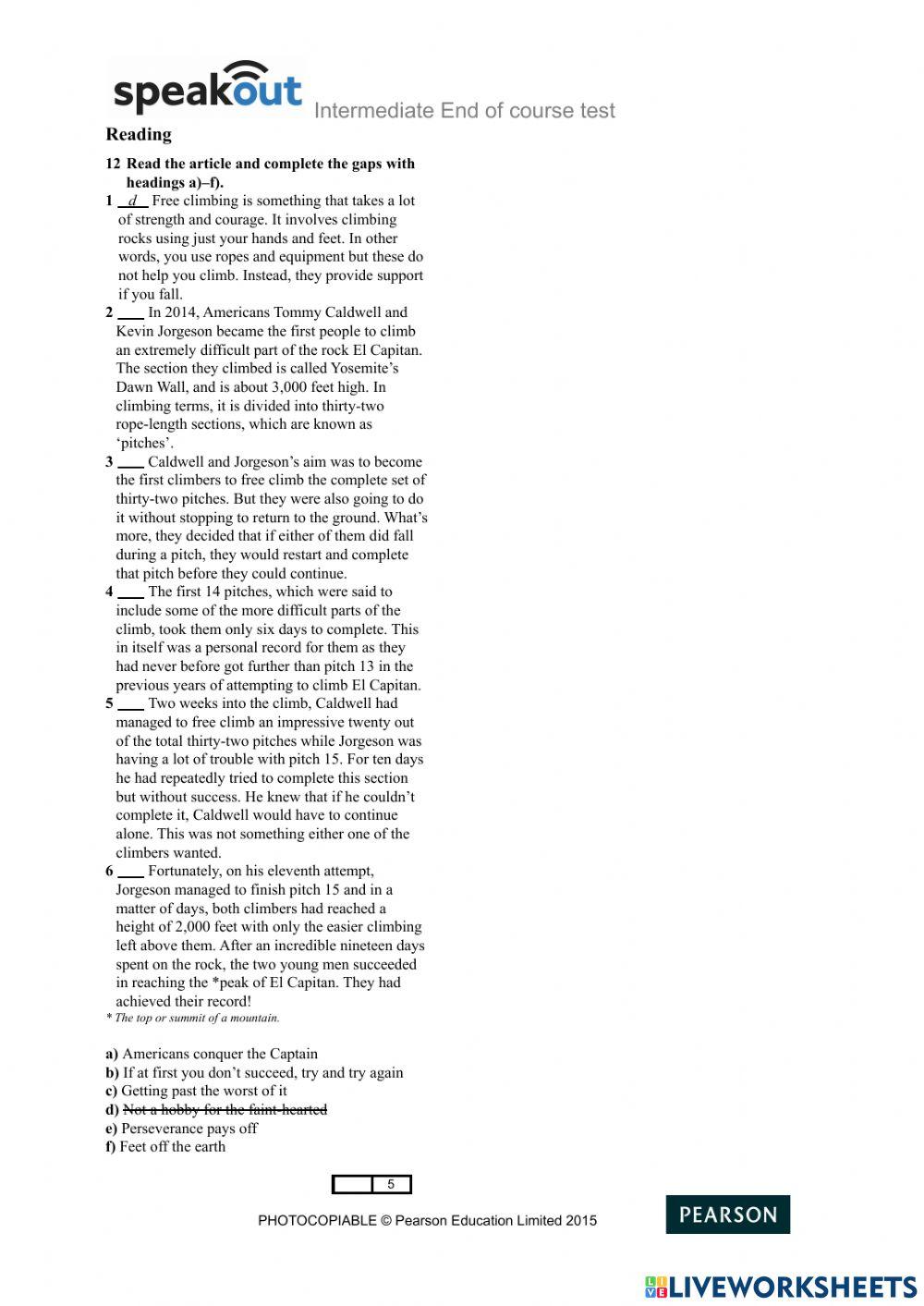 End of course t… | Free Interactive Worksheets | 4212732