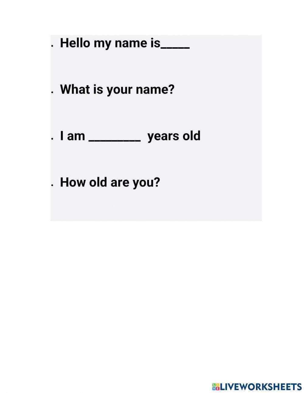 My name is | Live Worksheets