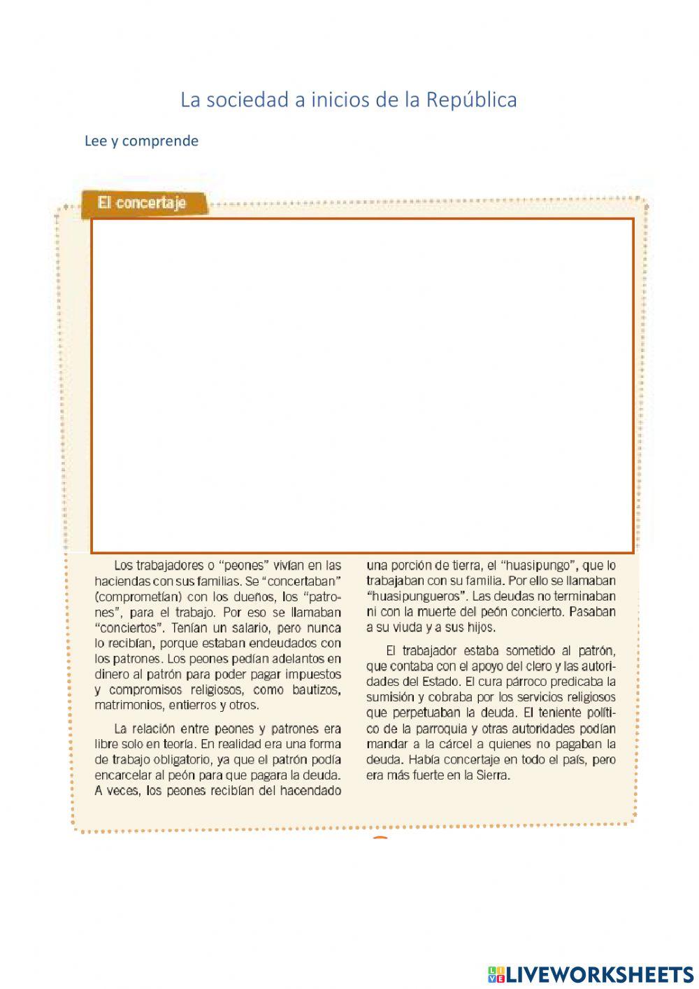 El concertaje worksheet | Live Worksheets