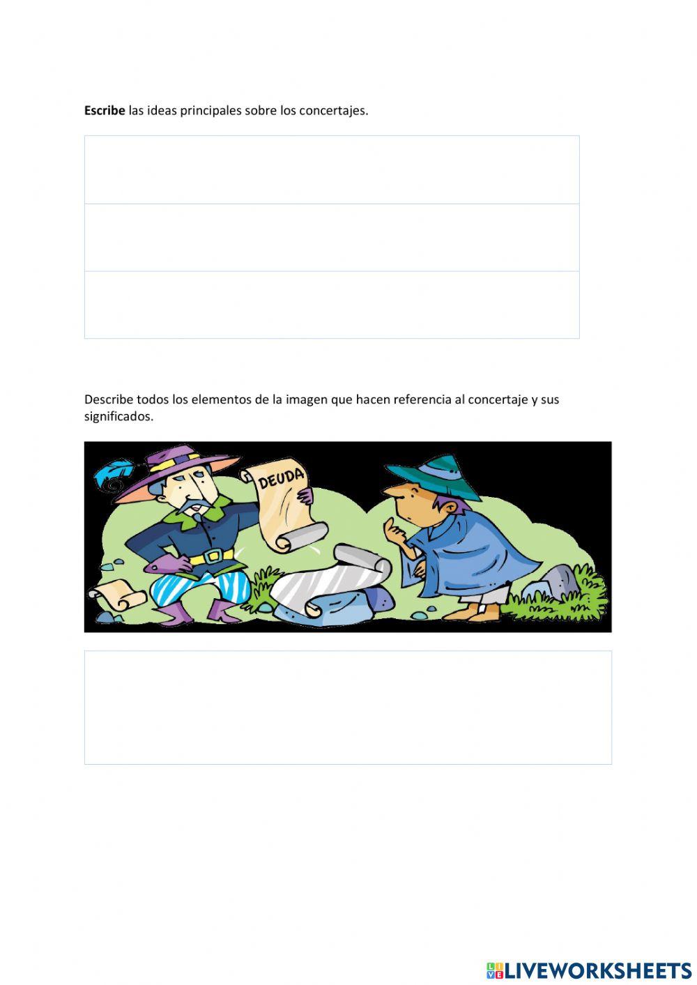 El concertaje worksheet | Live Worksheets