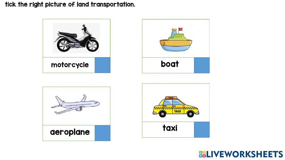 Transportation online exercise for 1 | Live Worksheets