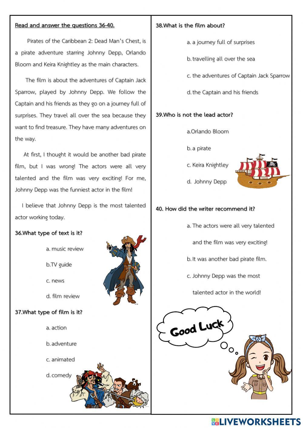 The Final exam worksheet | Live Worksheets