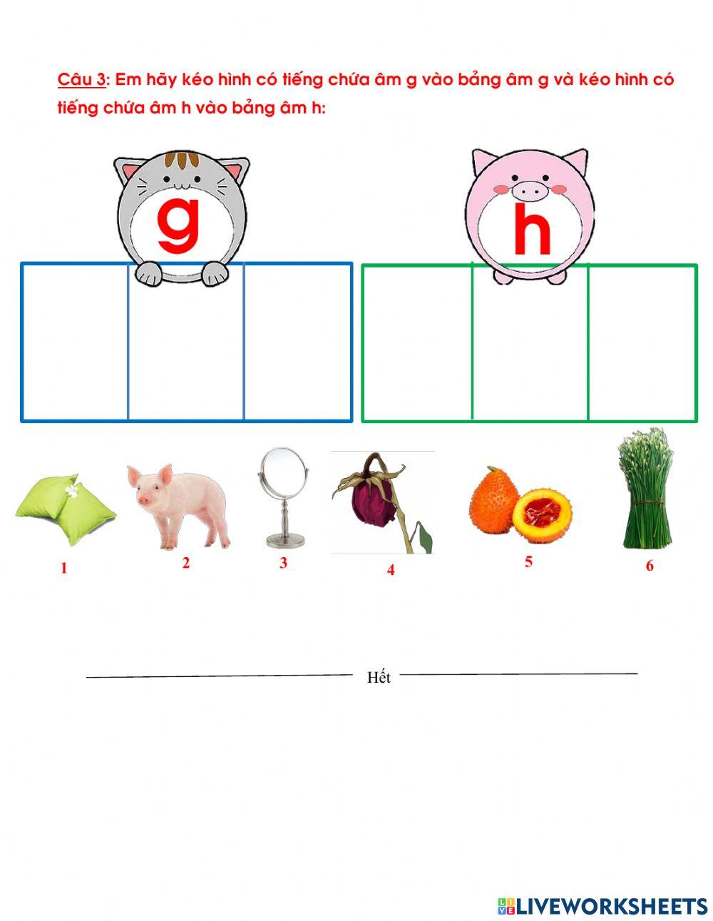 Bài 12: g - h worksheet | Live Worksheets