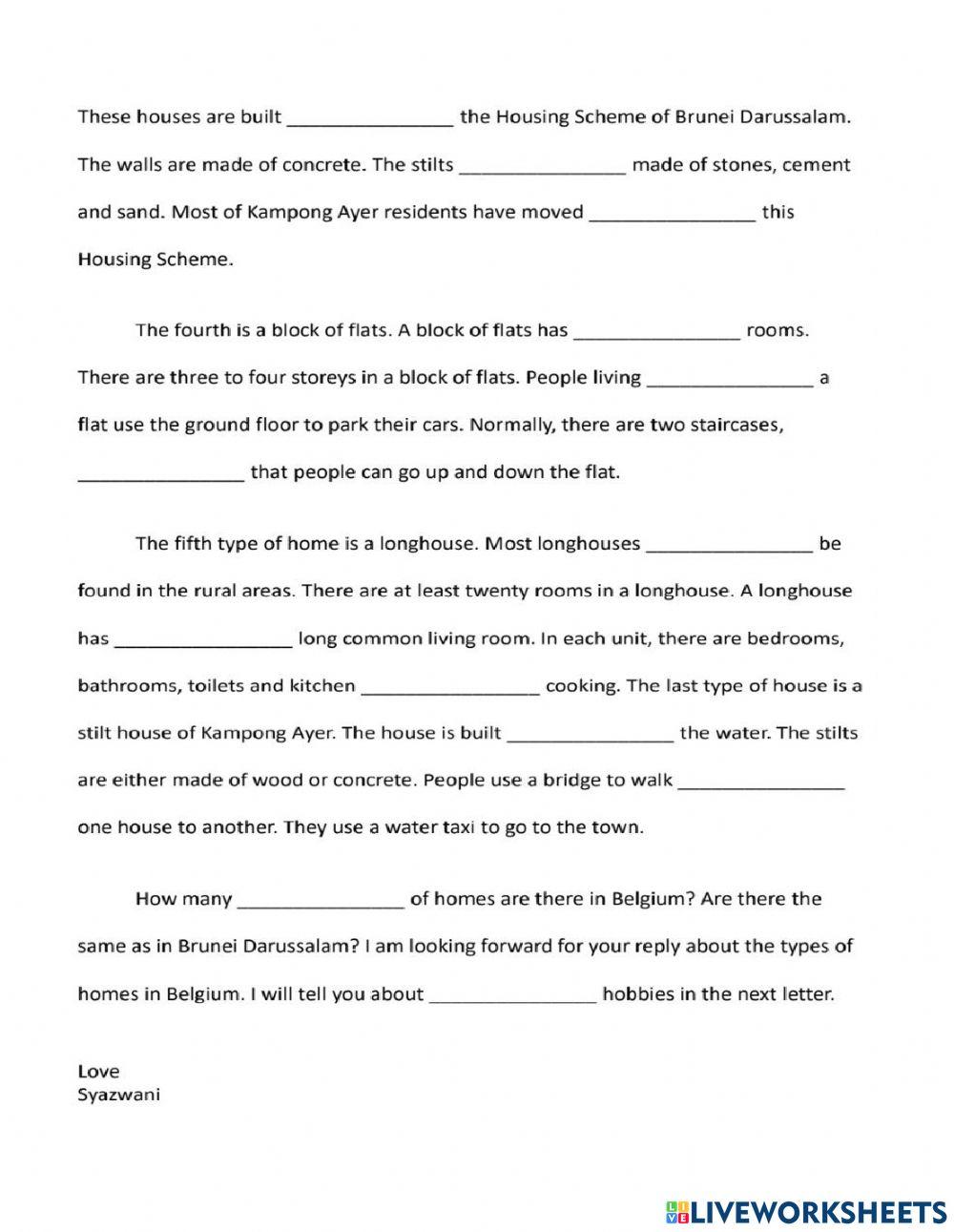 Cloze Passage and Grammar online exercise for | Live Worksheets